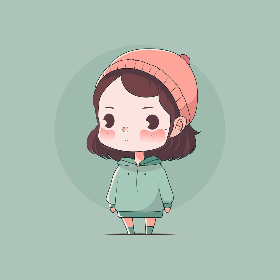 Cute Girl Cartoon Character Vector Icon Illustration Icon Concept