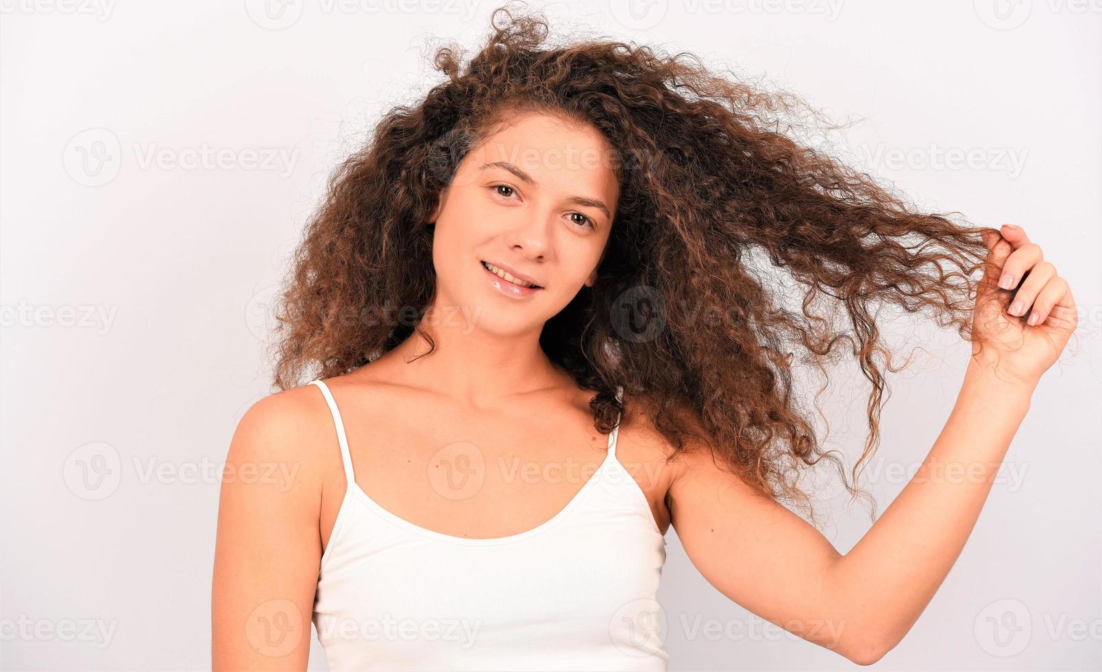 desperate woman with messy curly hair 15975727 Stock Photo at Vecteezy