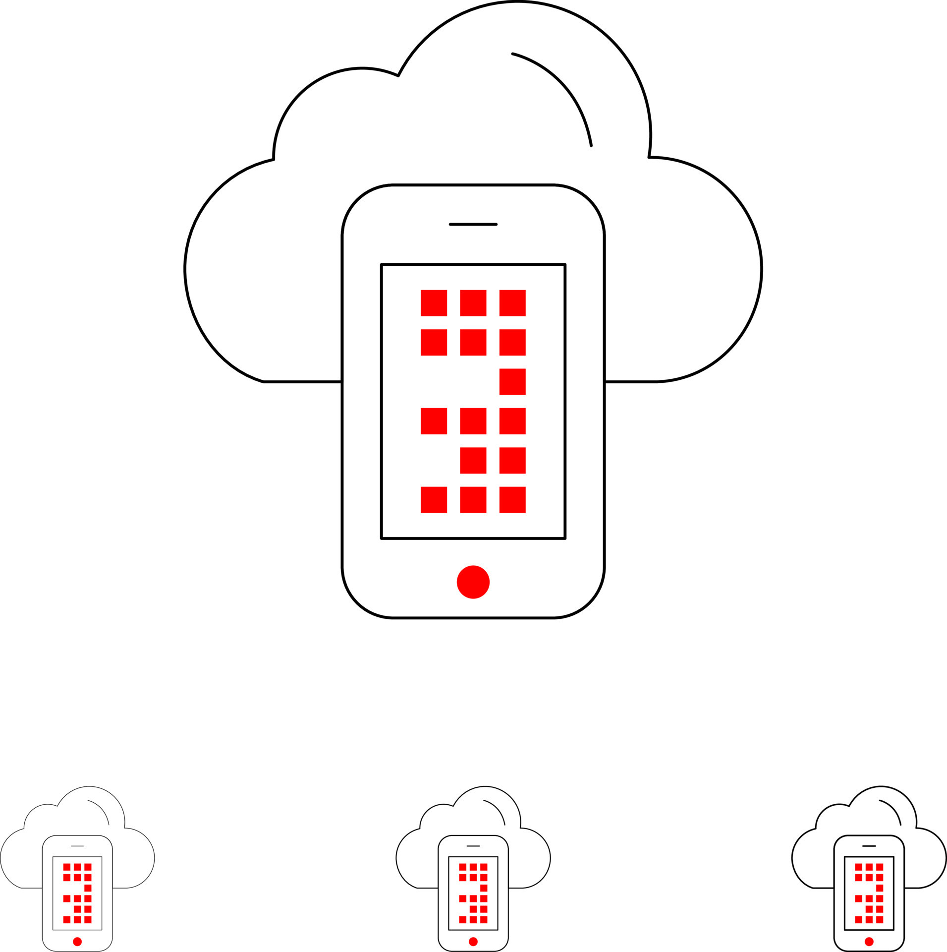 Cloud Computing Mobile Cell Bold And Thin Black Line Icon Set 15978031 Vector Art At Vecteezy
