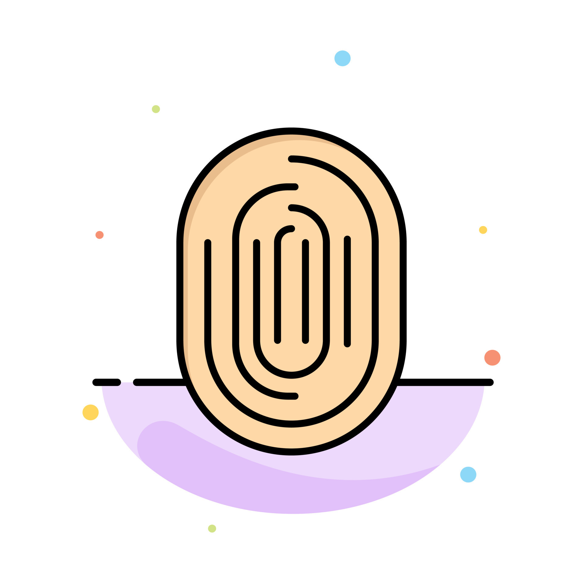 Fingerprint Identity Recognition Scan Scanner Scanning Abstract Flat Color Icon Template