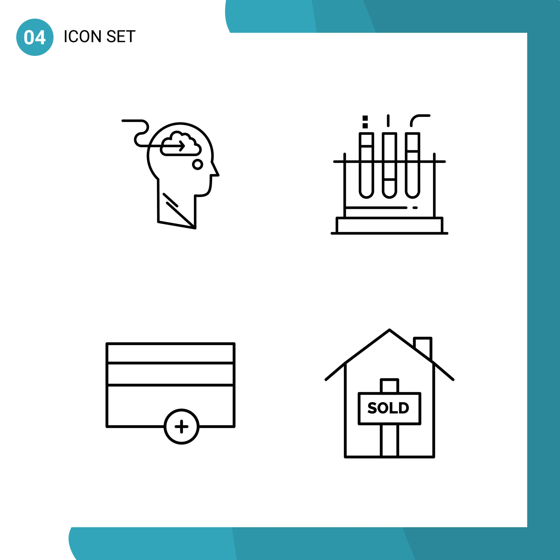 Vector Pack Of 4 Outline Symbols Line Style Icon Set On White Background For Web And Mobile