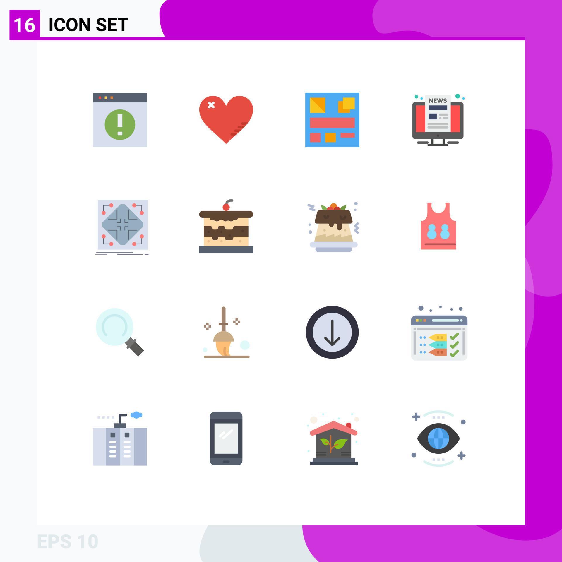 Stock Vector Icon Pack Of 16 Line Signs And Symbols For Data News