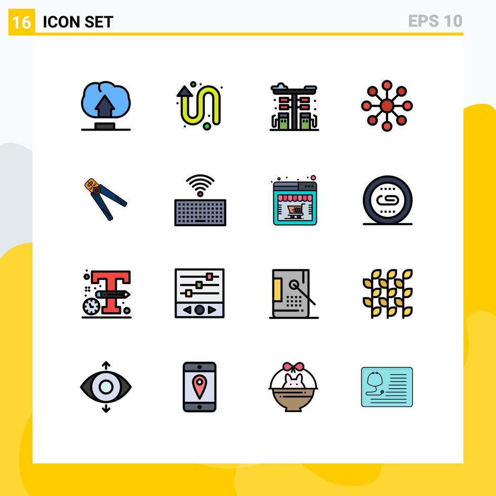 Stock Vector Icon Pack of 16 Line Signs and Symbols for construction ...