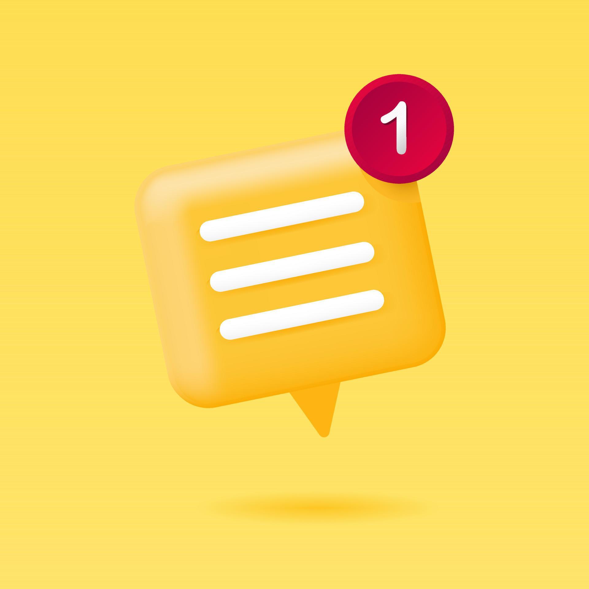3D chat bubble vector illustration with inbox notification. Suitable ...
