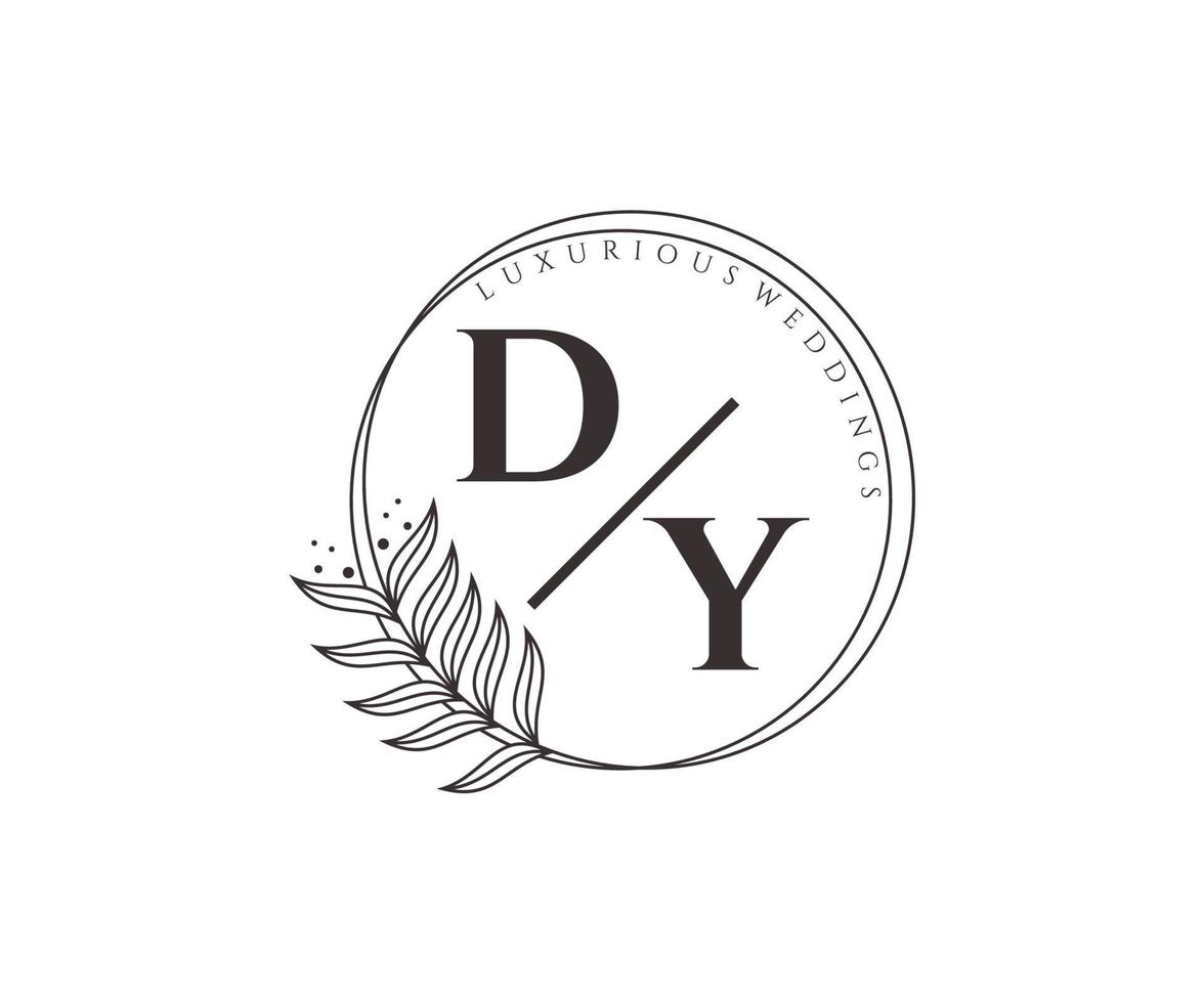 DY Initials letter Wedding monogram logos template, hand drawn modern minimalistic and floral ...