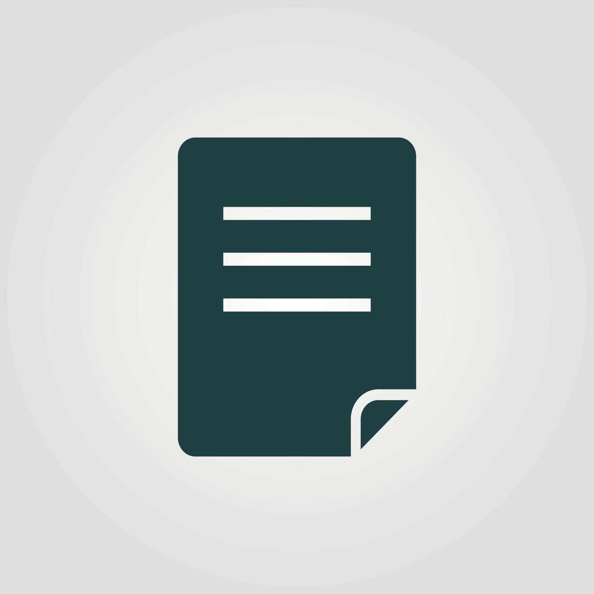 Curve paper vector icon. Black illustration isolated on white ...