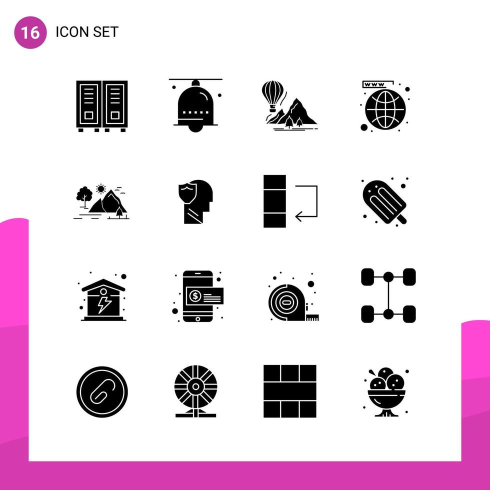 Glyph Icon set Pack of 16 Solid Icons isolated on White Background for ...