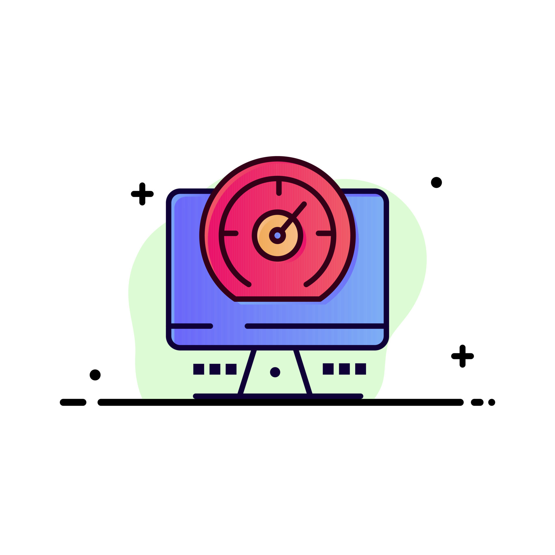 Compass Computer Timer Location Business Flat Line Filled Icon Vector Banner Template 16000585