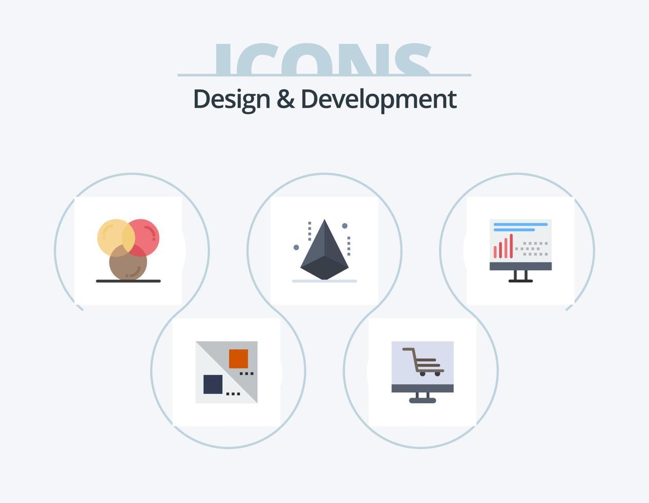 Design And Development Flat Icon Pack 5 Icon Design Coding Modeling Color Geometry Design