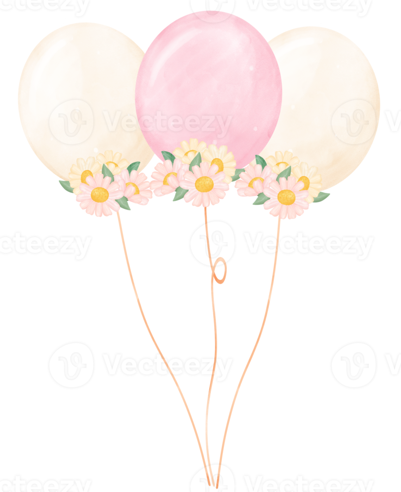 cute soft pink pastel balloons watercolour illustration 16017540 PNG