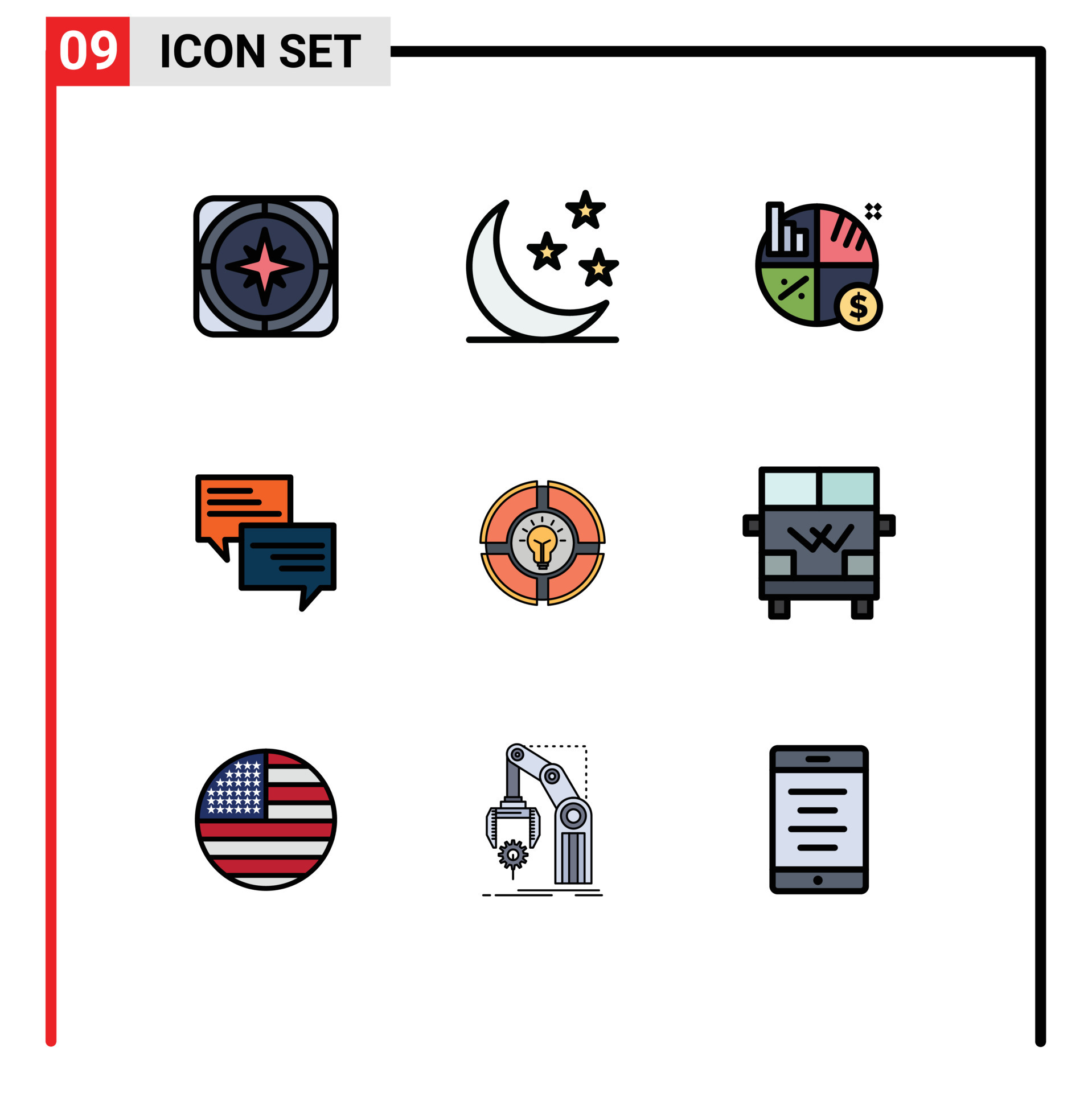 Set Of 9 Modern Ui Icons Symbols Signs For Chat Popup Nature Message Graph Editable Vector