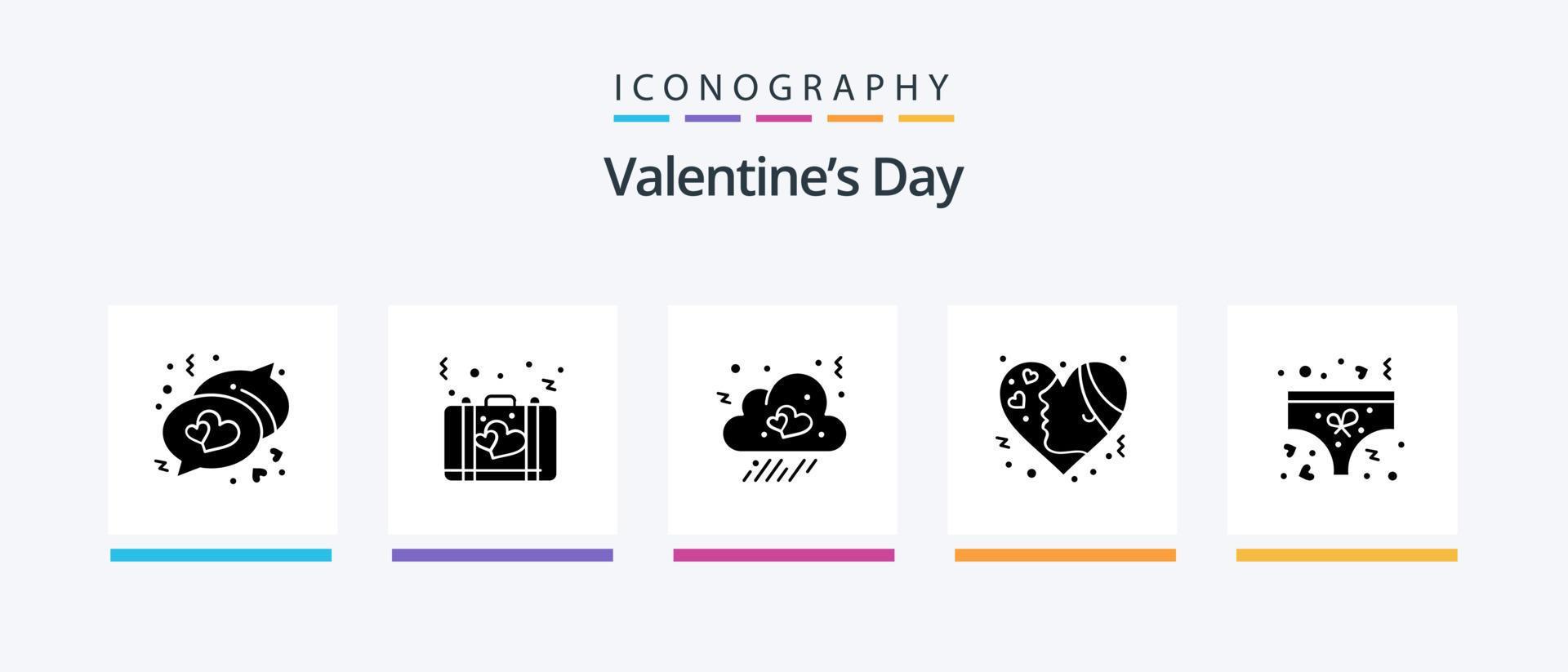 Valentines Day Glyph 5 Icon Pack Including clothing. hearts. cloud ...