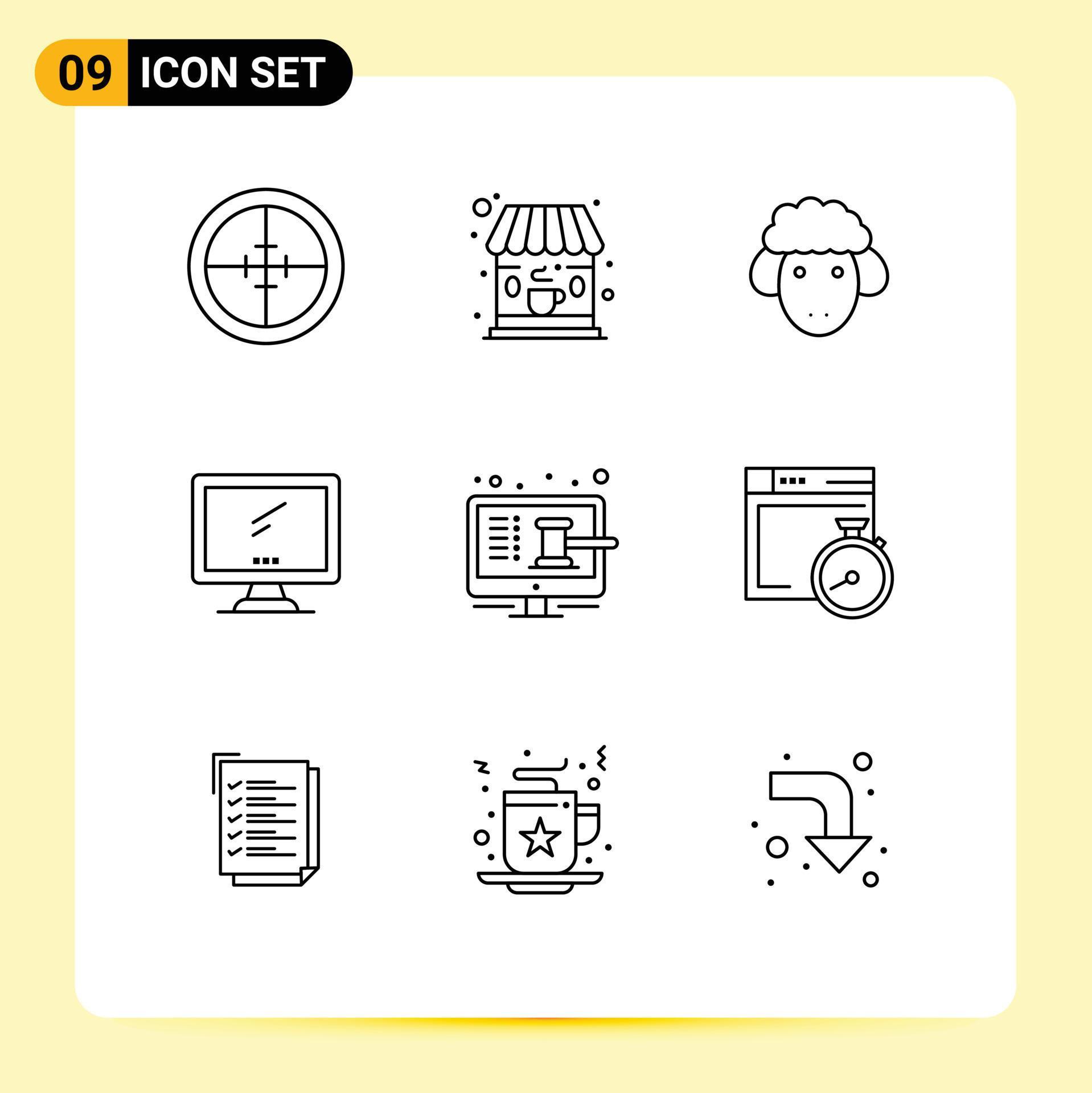 Set Of 9 Modern Ui Icons Symbols Signs For Online Imac Easter Device Computer Editable Vector