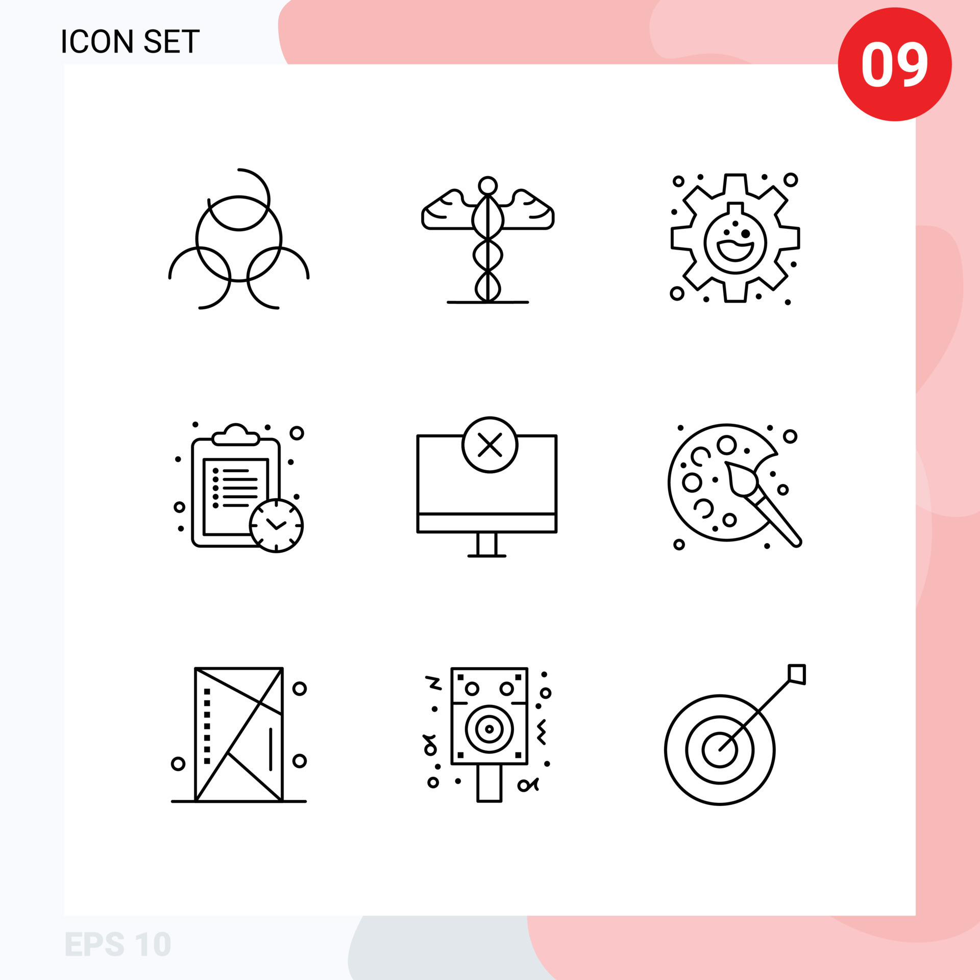 Set Of 9 Vector Outlines On Grid For Monitor Gadget Gear Devices Work Editable Vector Design