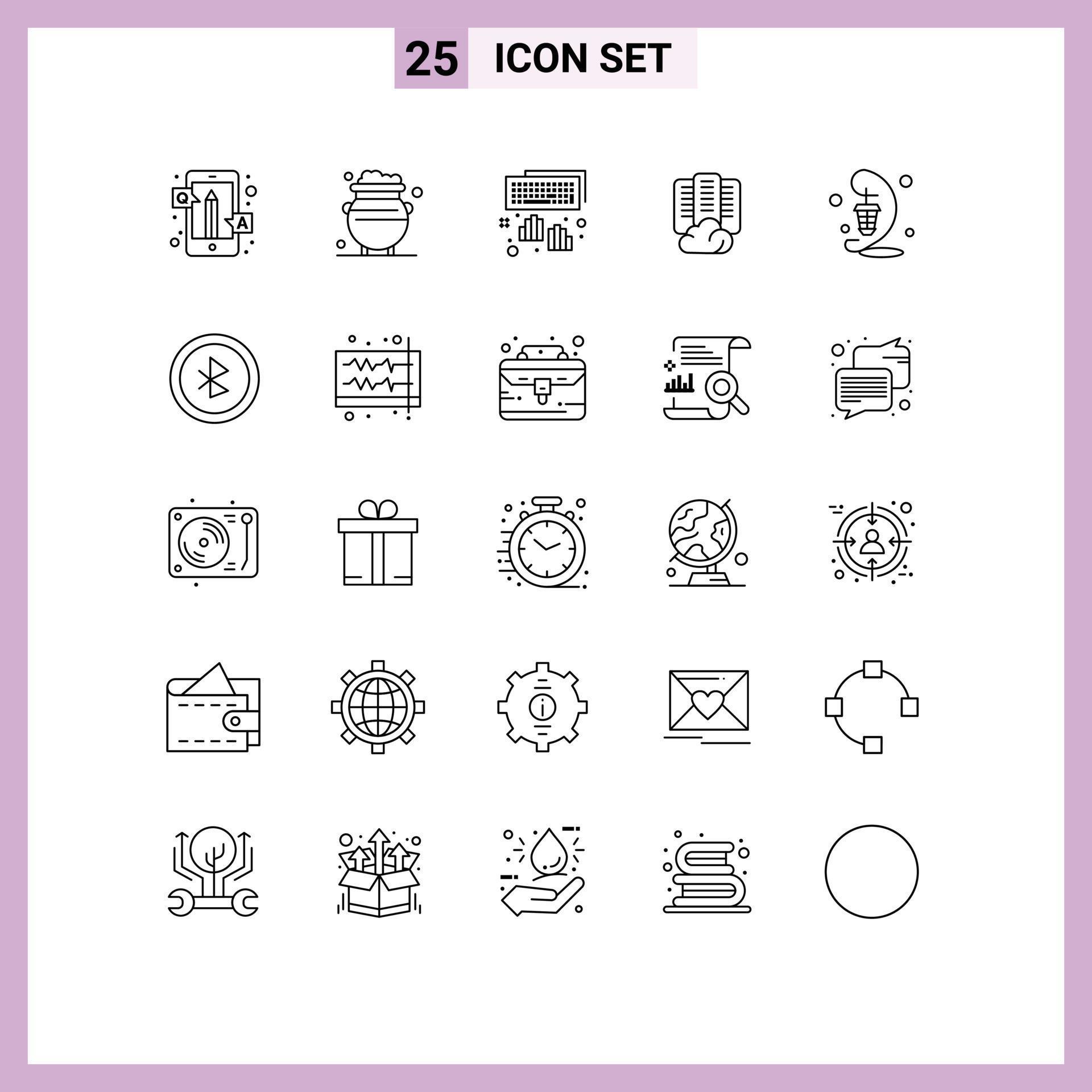 Line Pack of 25 Universal Symbols of server center metal cloud ...