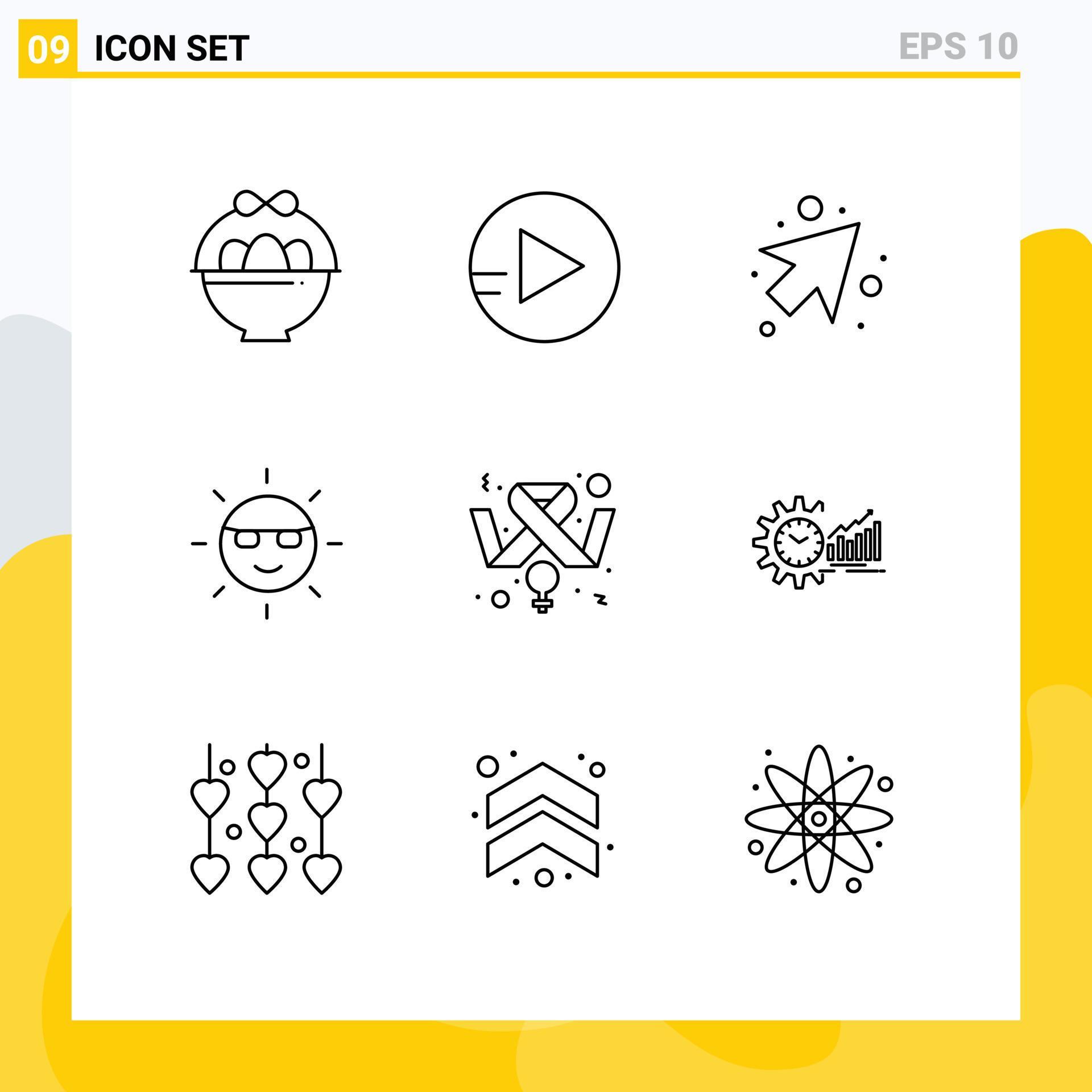 9 Universal Outlines Set For Web And Mobile Applications Chart Feminine