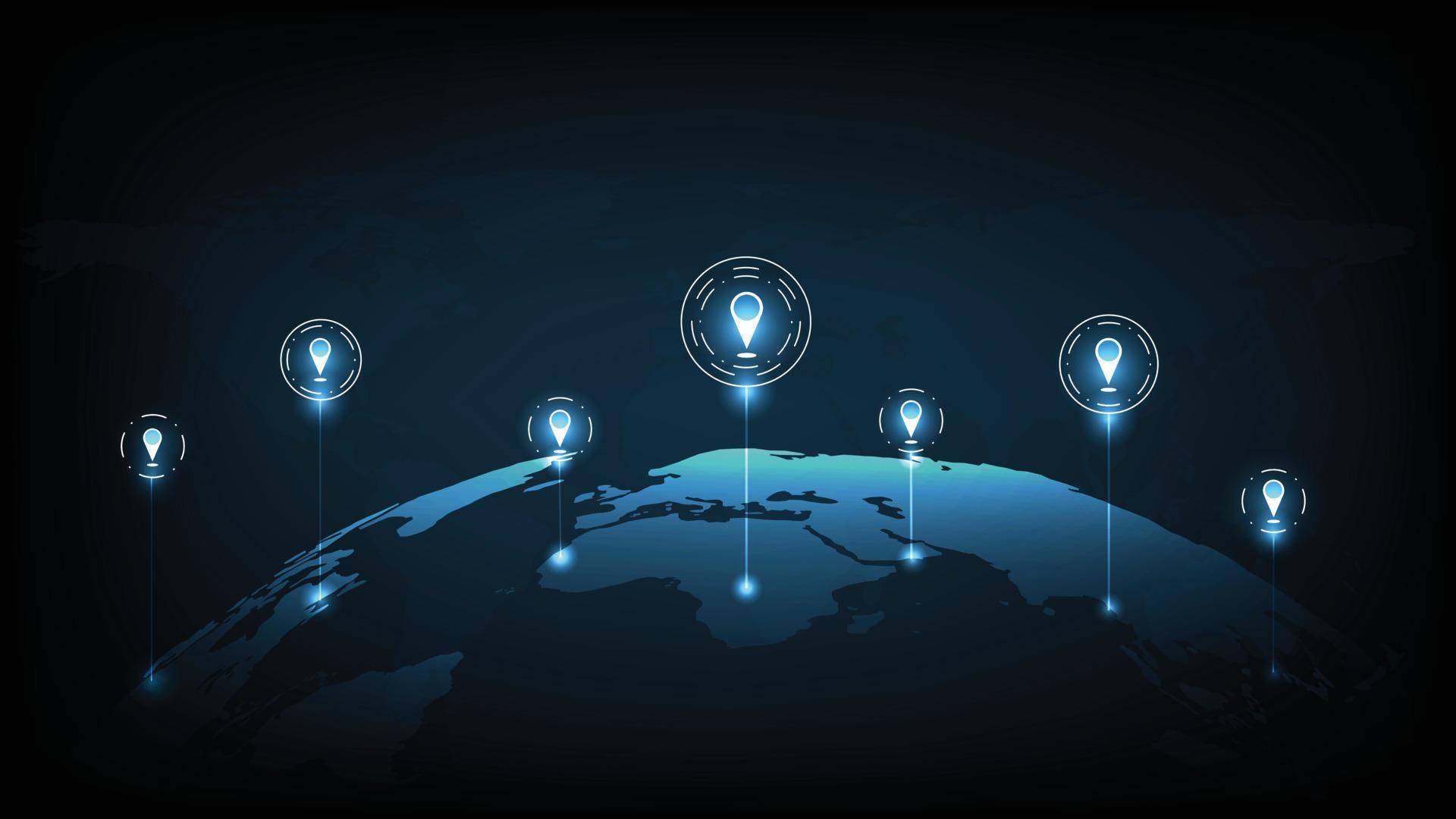Concept image of GPS positioning system in the global.Image pin GPS on ...