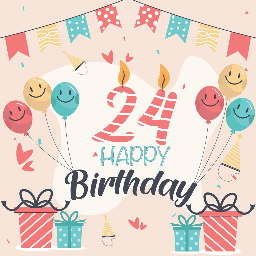 24º diseño vectorial de feliz cumpleaños para tarjetas de felicitación y póster con diseño de ...