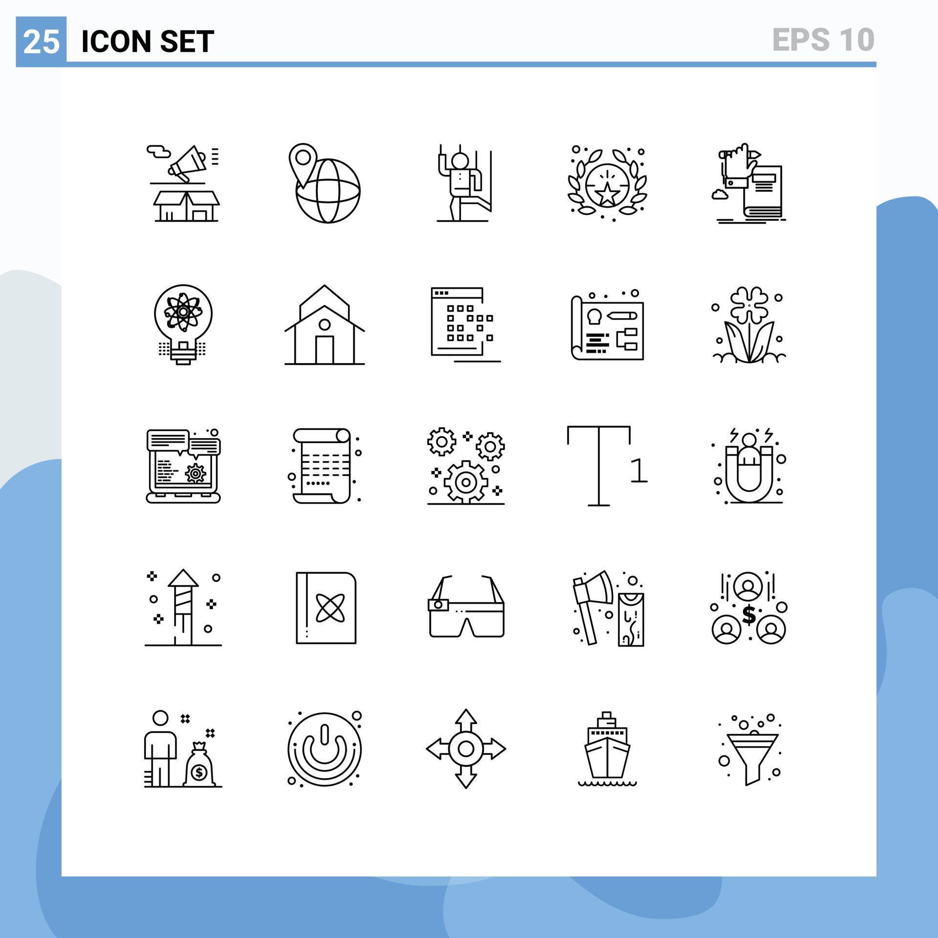 Modern Set of 25 Lines and symbols such as knowledge star command badge manipulation Editable ...