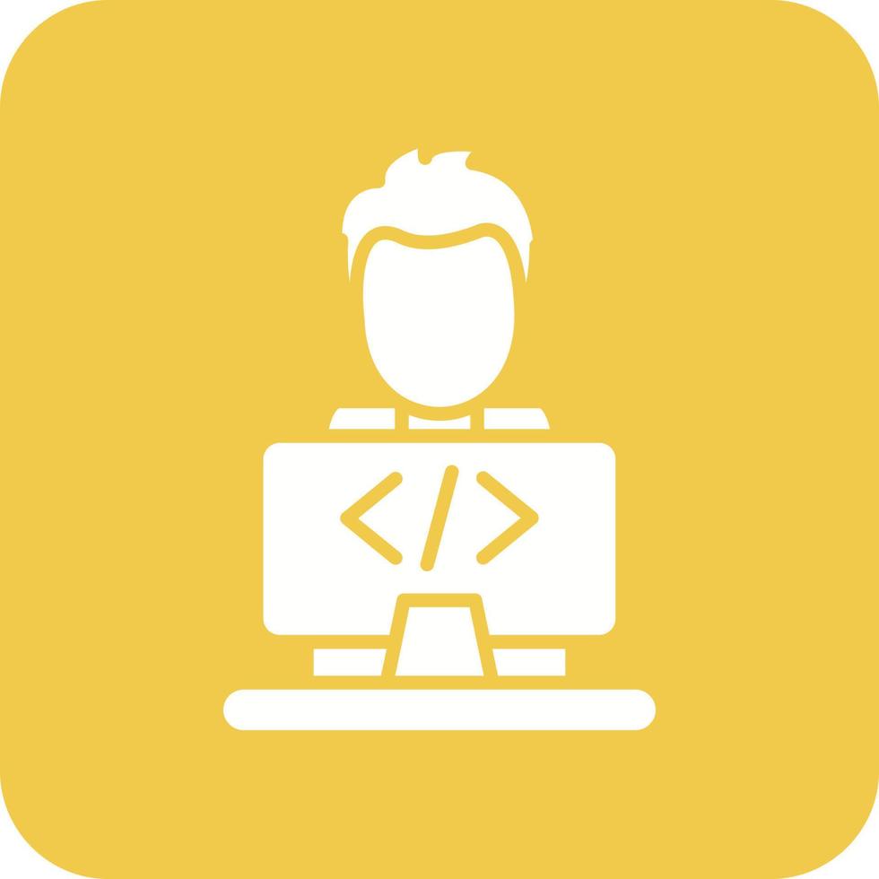 Programmer Glyph Round Corner Background Icon 16033308 Vector Art at ...