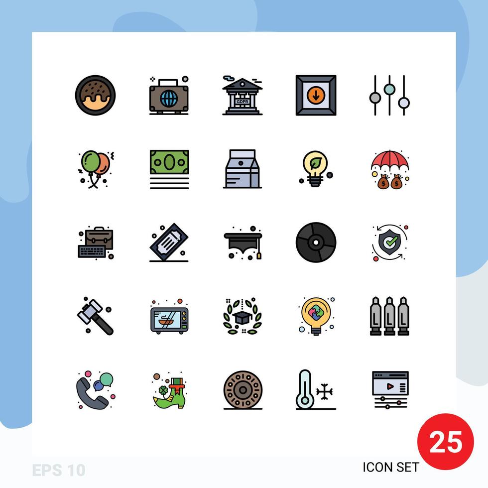 User Interface Pack Of 25 Basic Filled Line Flat Colors Of Tuning Controls Bank Product Box