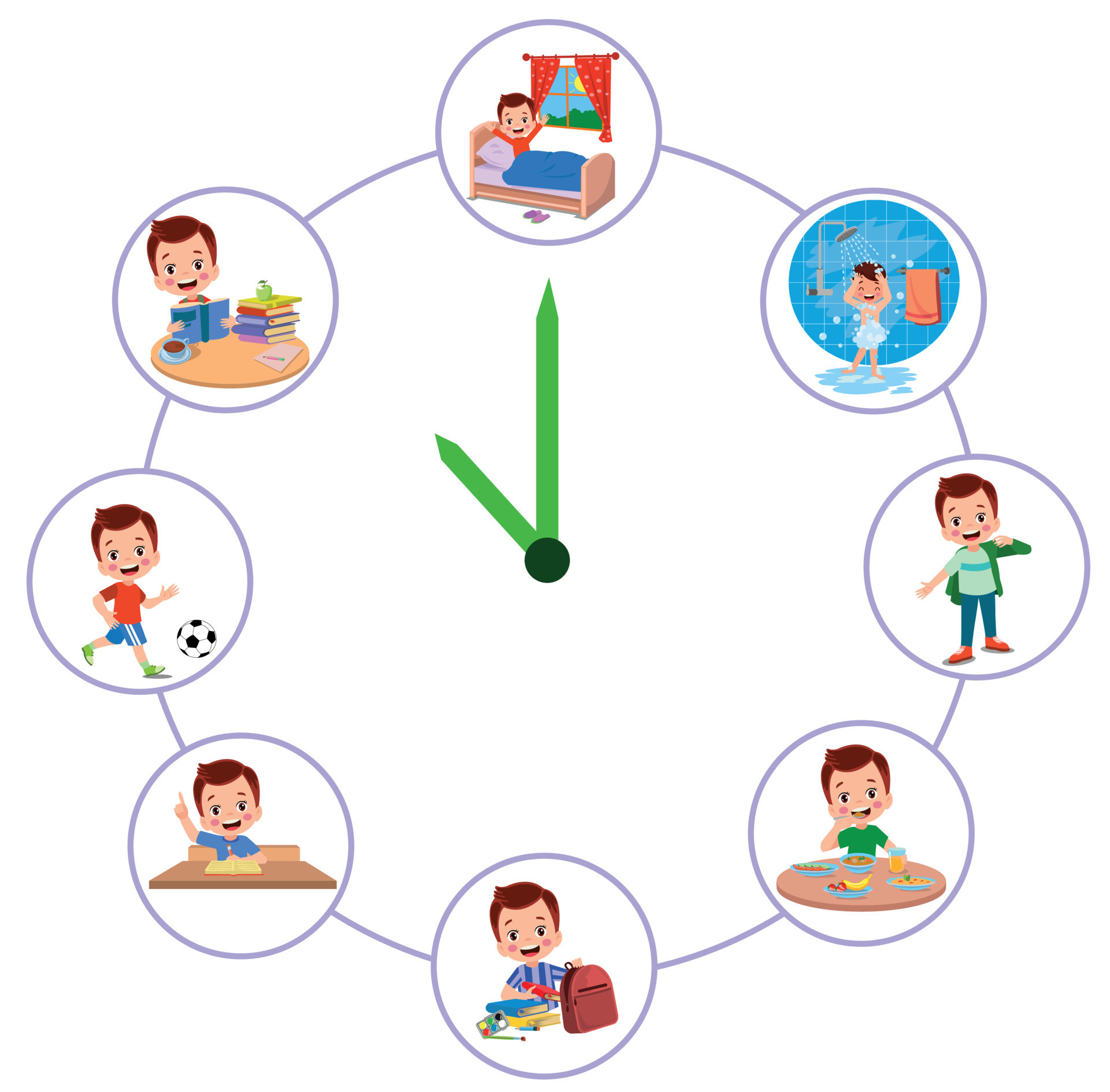 conjunto de actividades de rutina diaria de niño de dibujos animados ... conjunto de actividades de rutina diaria de niño de dibujos animados ...