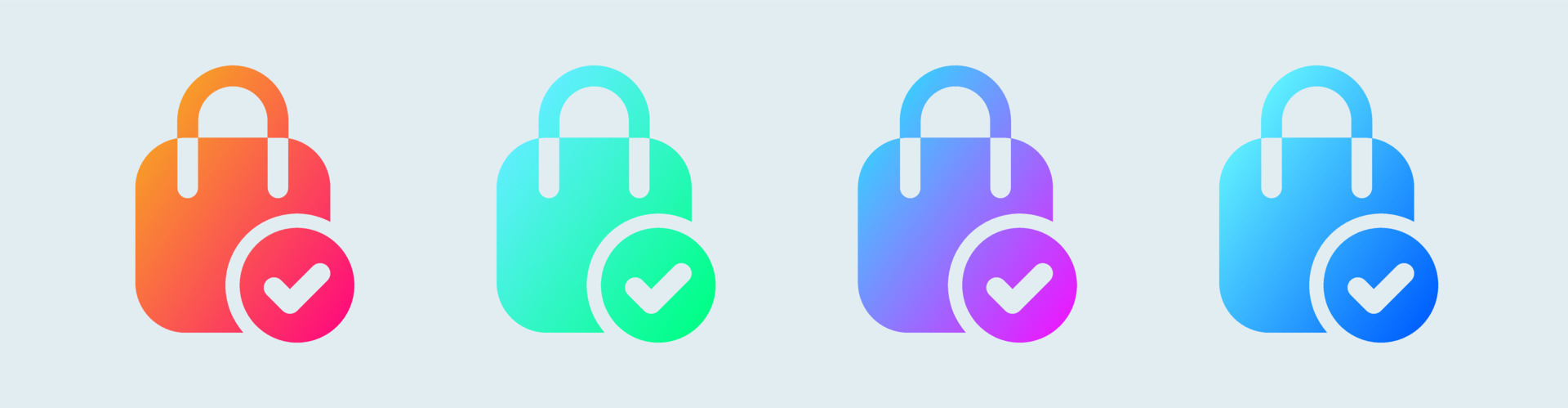 Checkout Done Solid Icon In Gradient Colors Purchase Signs Vector