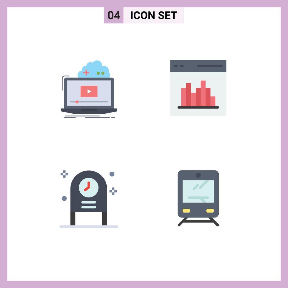 Mobile Interface Flat Icon Set of 4 Pictograms of cloud user streaming ...