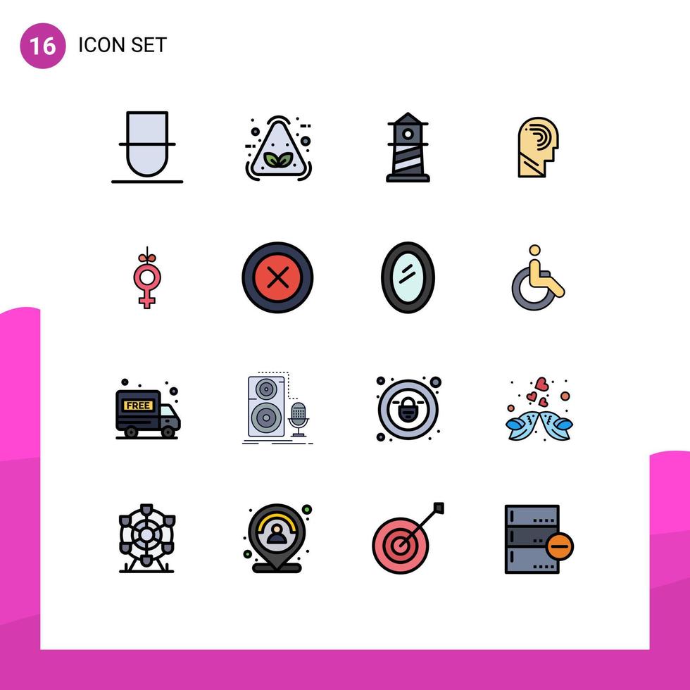 Editable Vector Line Pack of 16 Simple Flat Color Filled Lines of ...