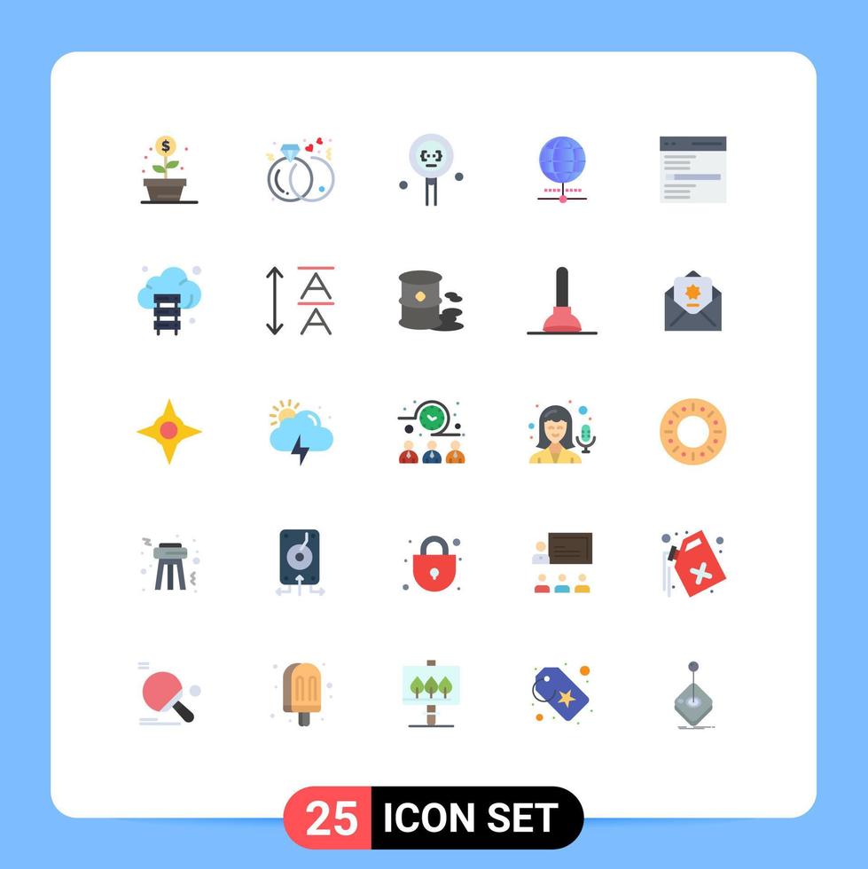 Group Of 25 Modern Flat Colors Set For Communication Browser Coding Internet Search Editable