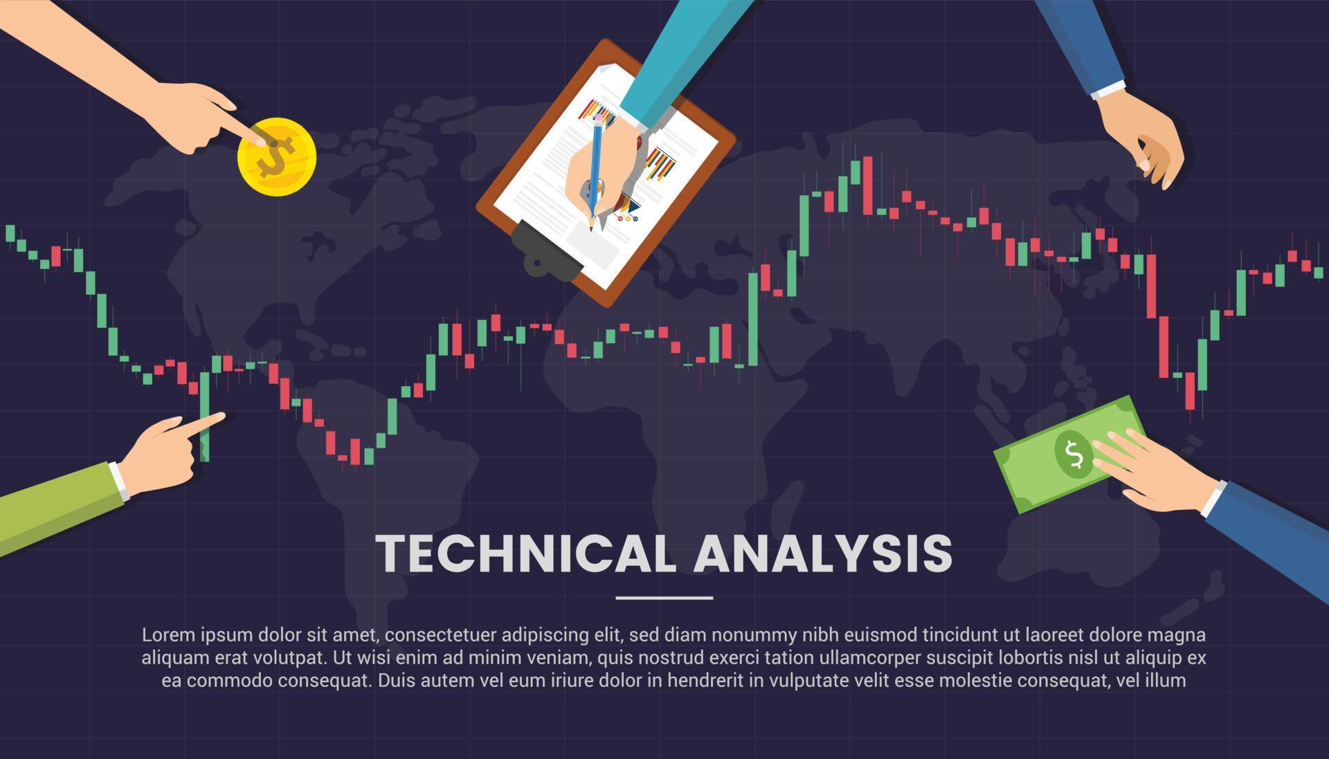 technical analysis concept with candlestick and people hand view from ...