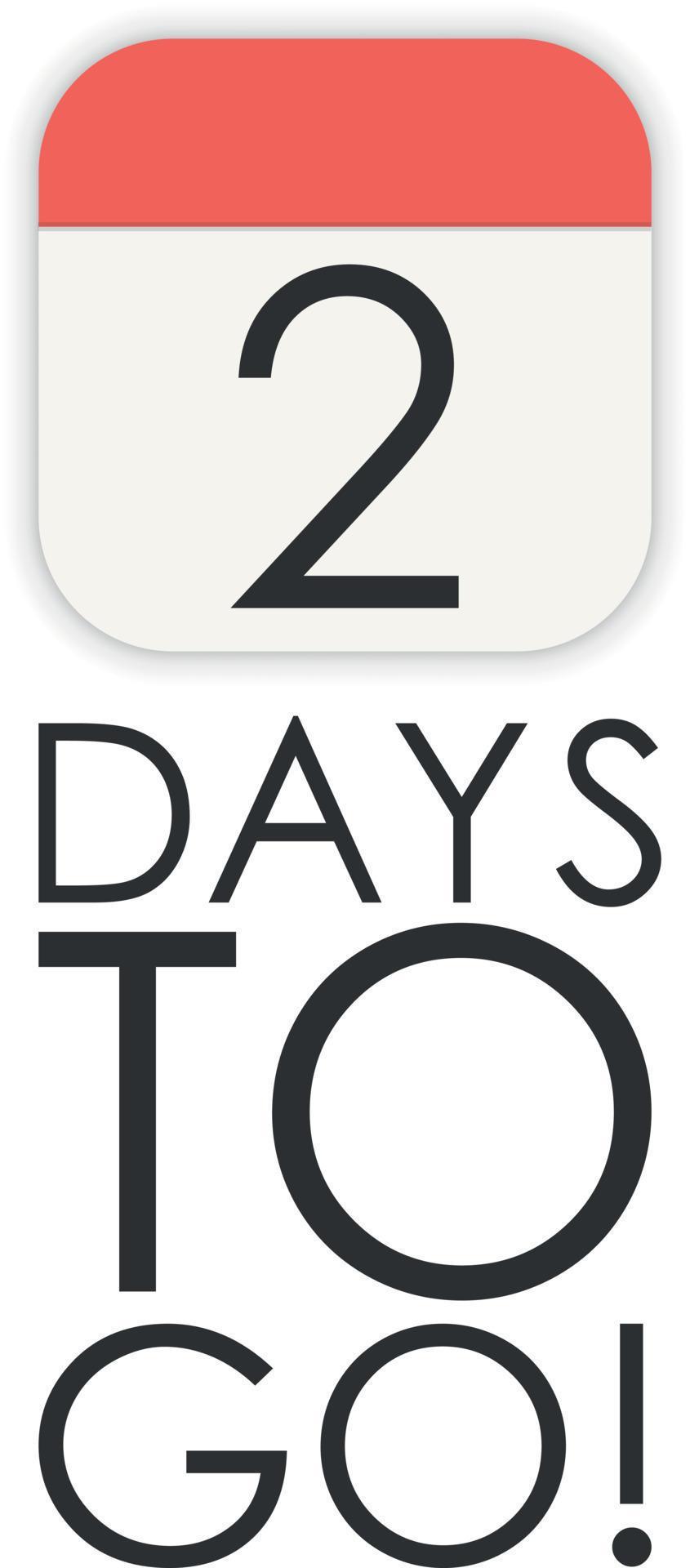 Two 2 days to go, vector sign. Countdown design. 16062362 Vector Art at ...