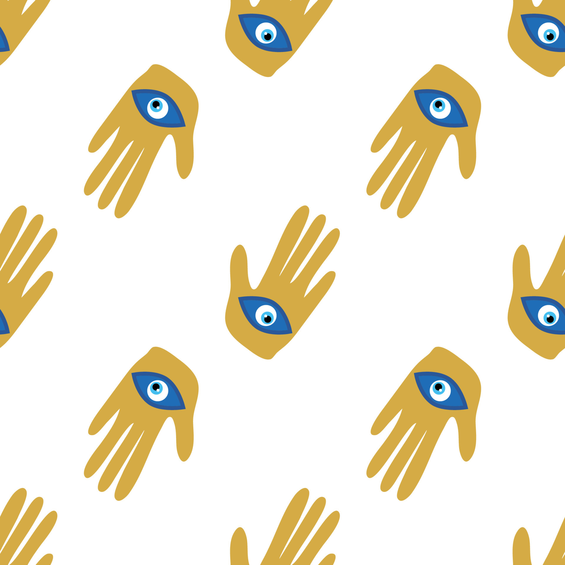 Evil Eye Seamless Pattern Magic Witchcraft Occult Symbol Line Art