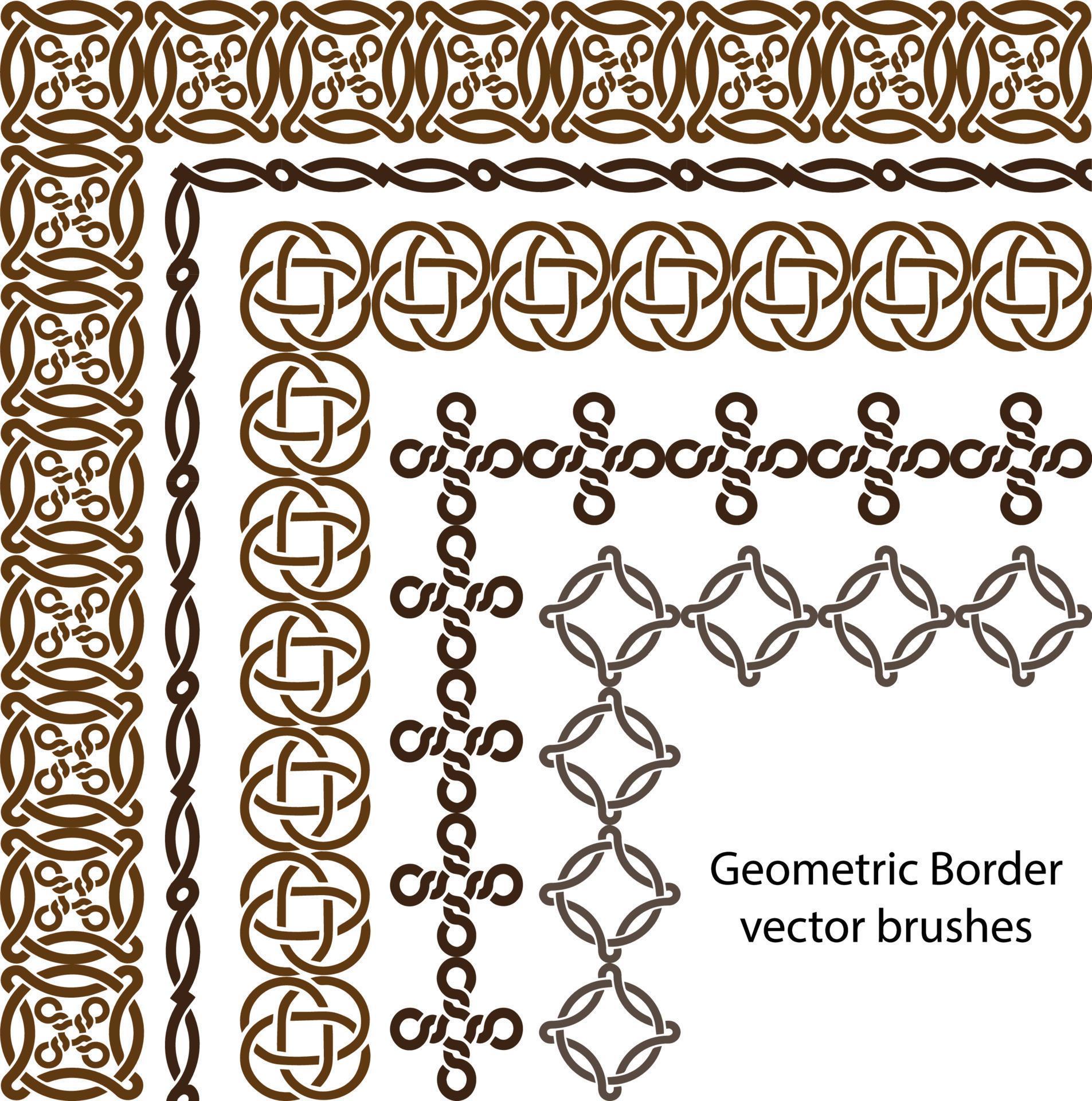 Border vector pattern brush set in seamless celtic and geometric ...
