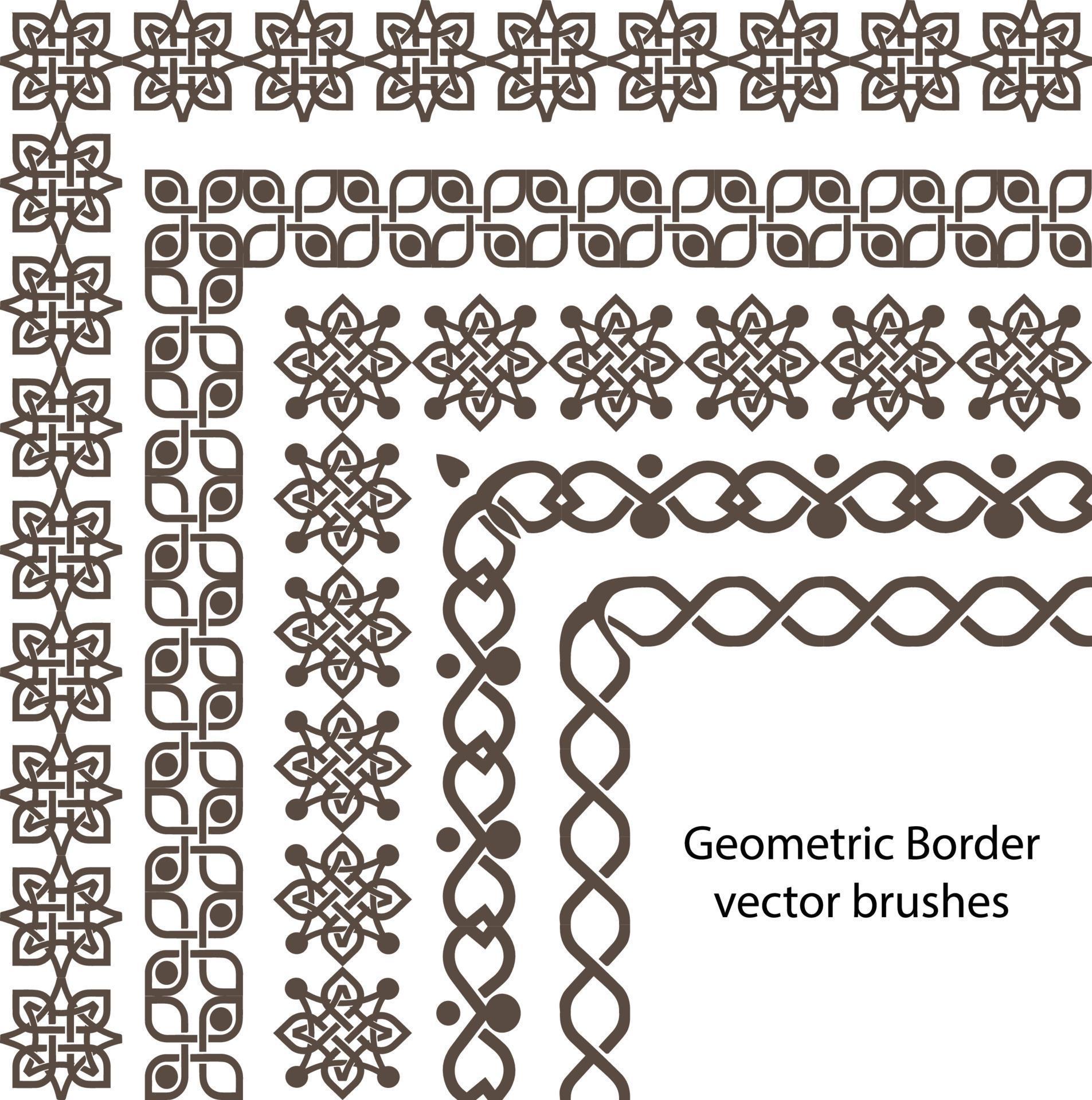 Border vector pattern brush set in seamless celtic and geometric ...