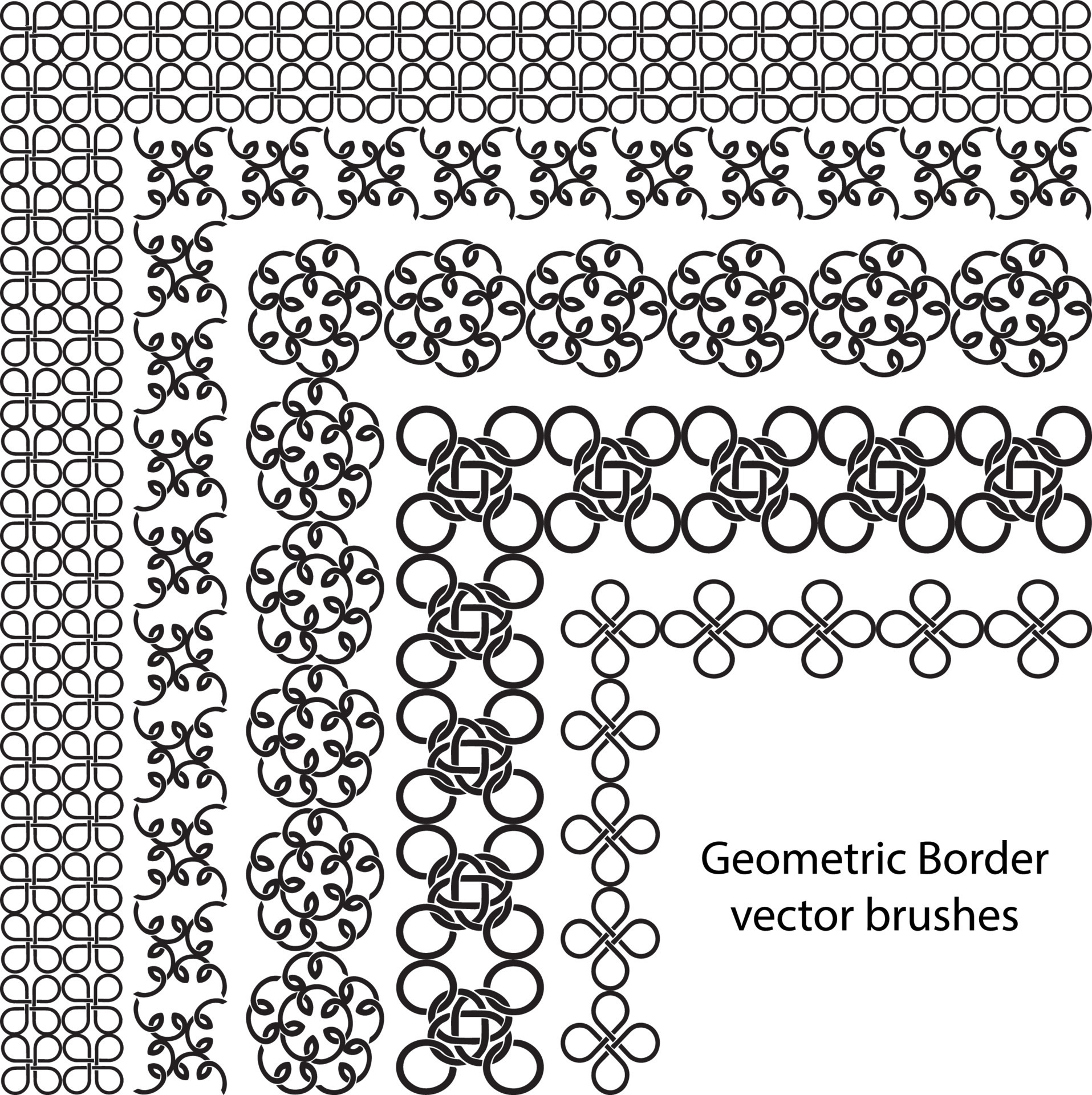 Border vector pattern brush set in seamless celtic and geometric ...