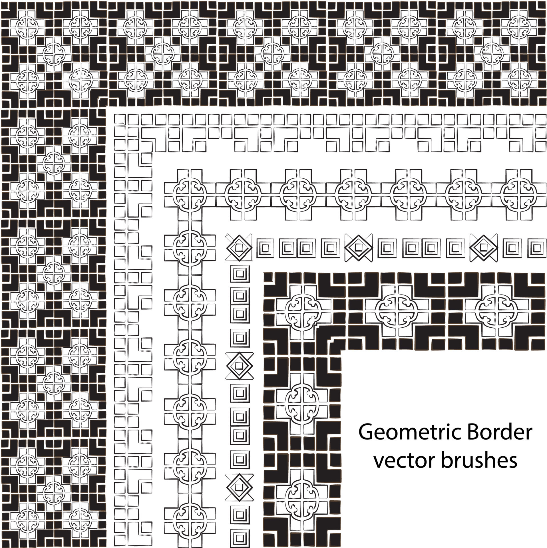 Border vector pattern brush set in seamless celtic and geometric ...