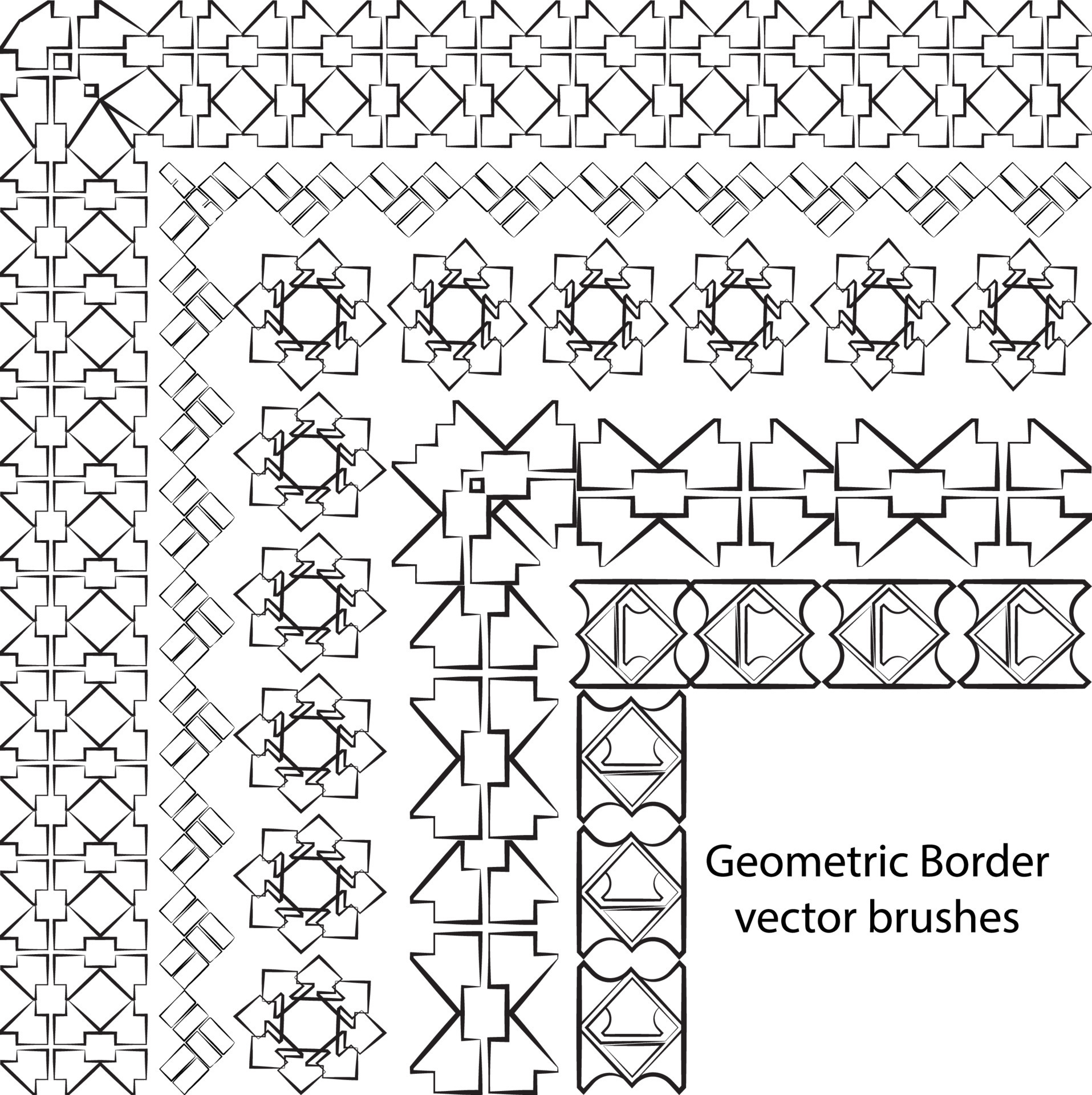 Border vector pattern brush set in seamless celtic and geometric ...