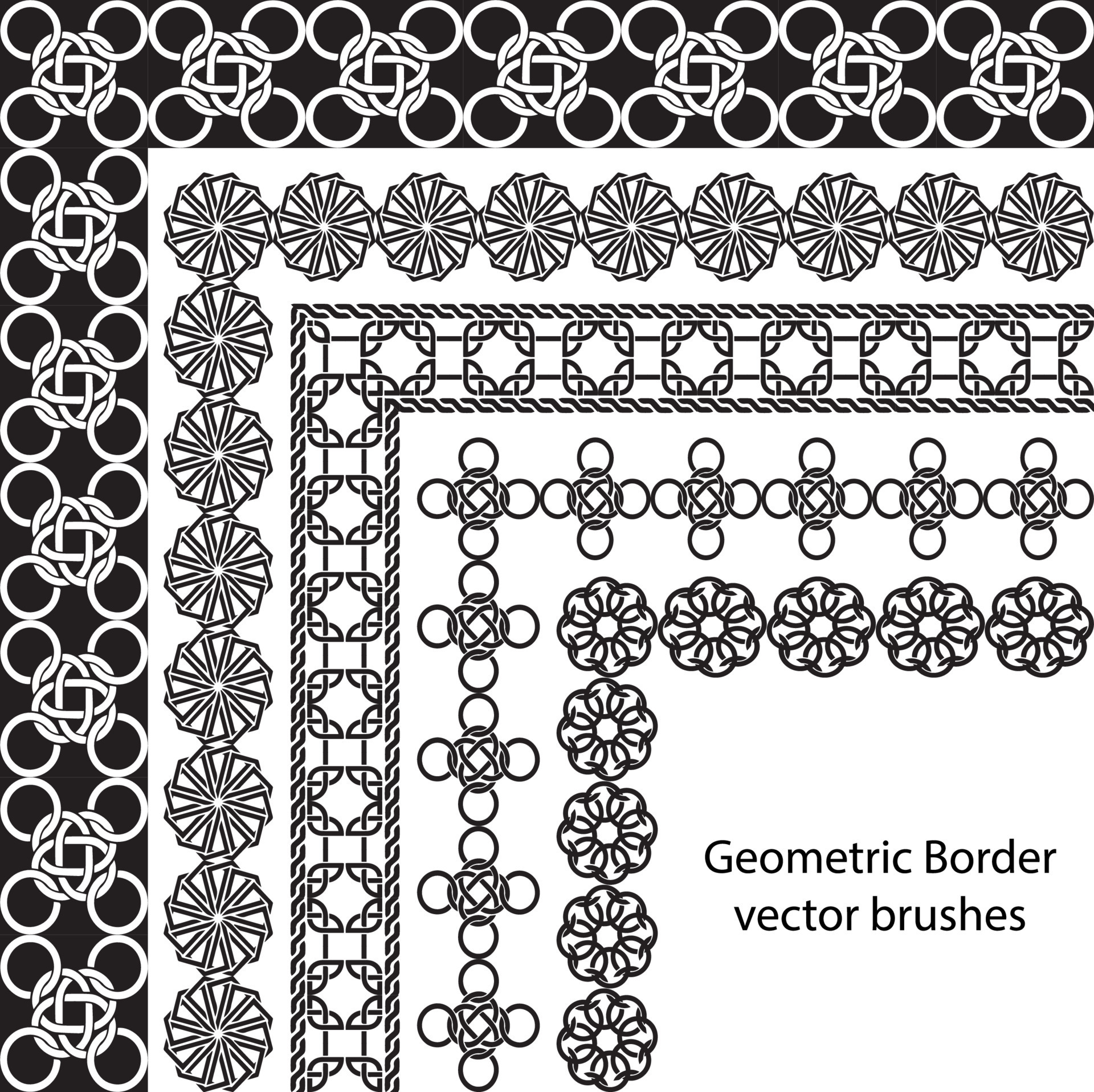 Border vector pattern brush set in seamless celtic and geometric ...