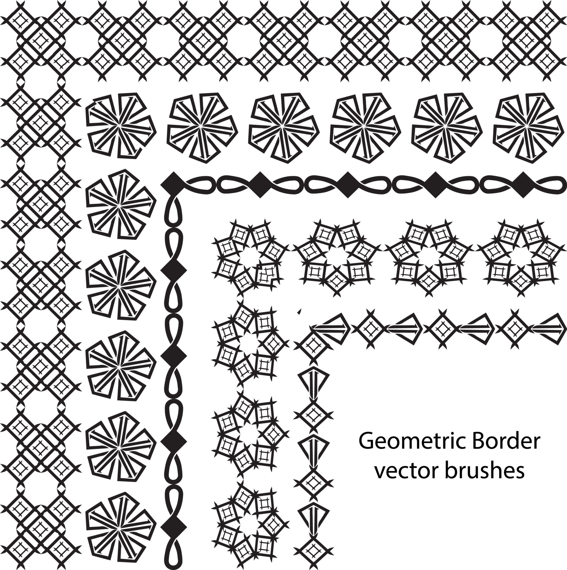 Border vector pattern brush set in seamless celtic and geometric ...