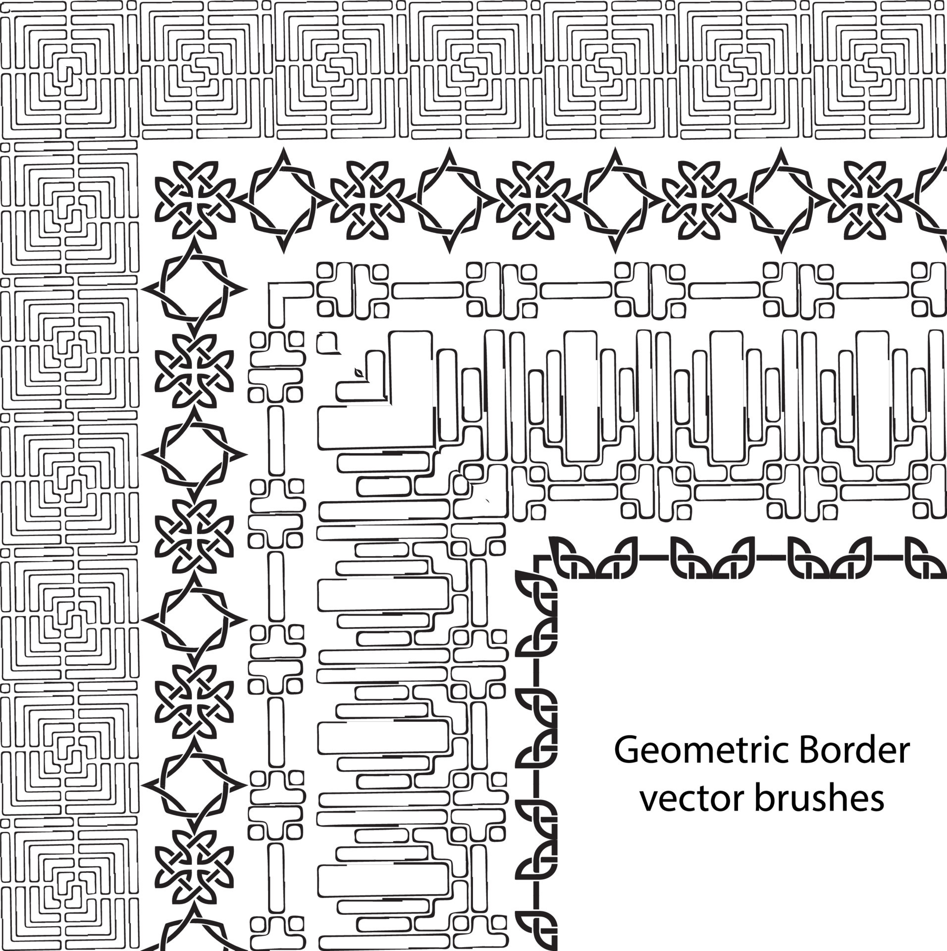 Border vector pattern brush set in seamless celtic and geometric ...