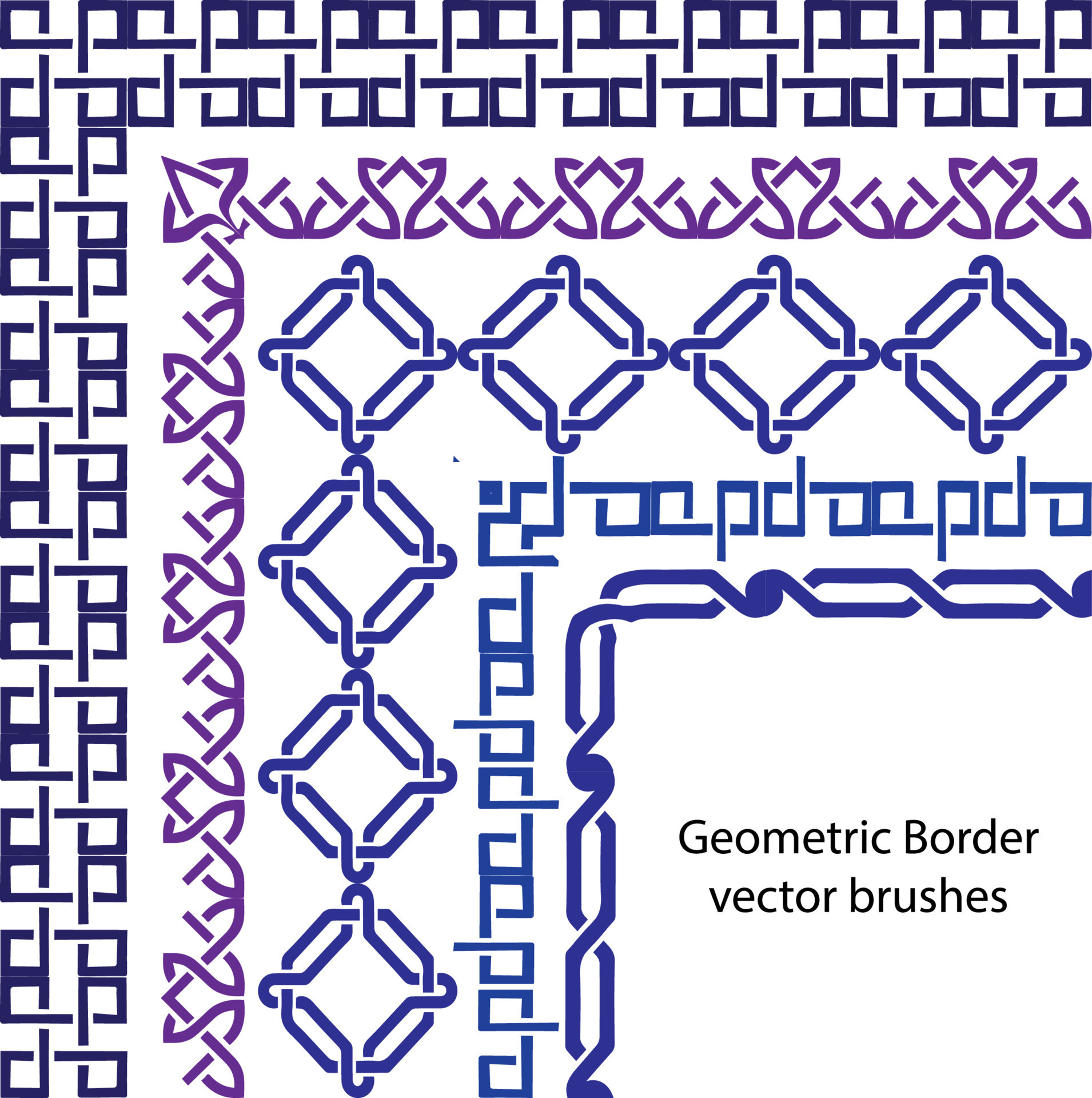 Border vector pattern brush set in seamless celtic and geometric ...