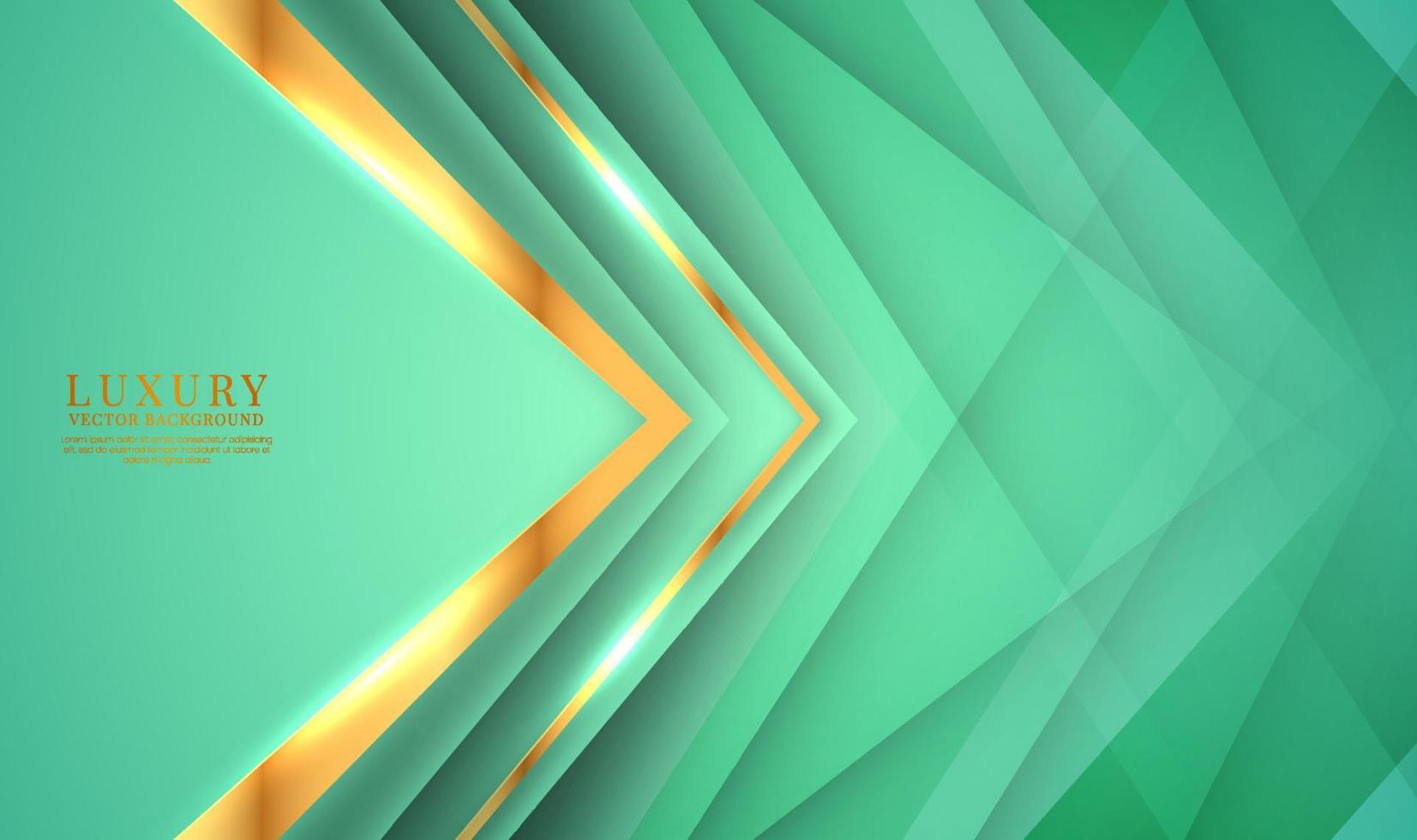3d Green Luxury Abstract Background Overlap Layer On Bright Space With Golden Arrow Decoration