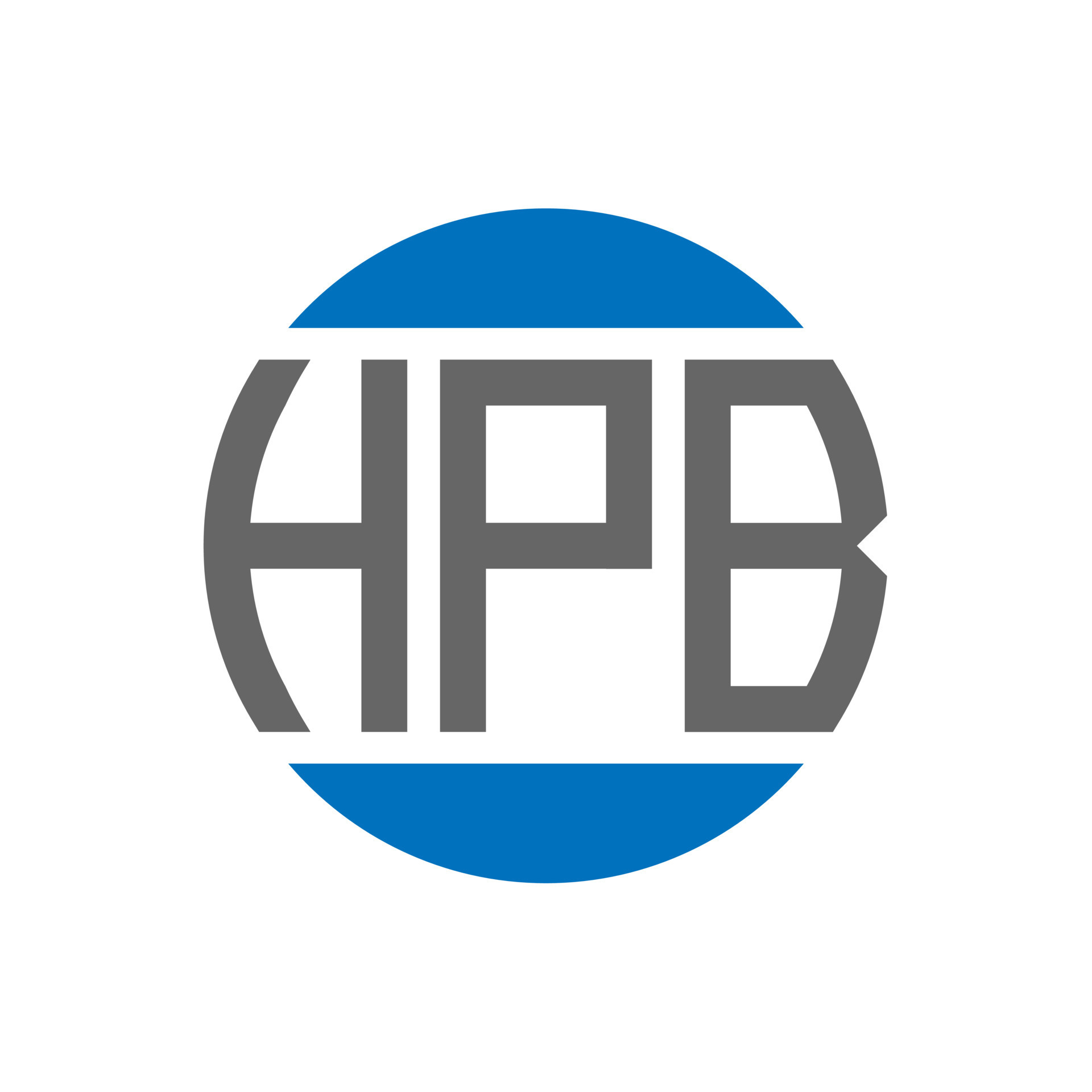 diseño de logotipo de letra hpb sobre fondo blanco. concepto de logotipo de círculo de iniciales ...