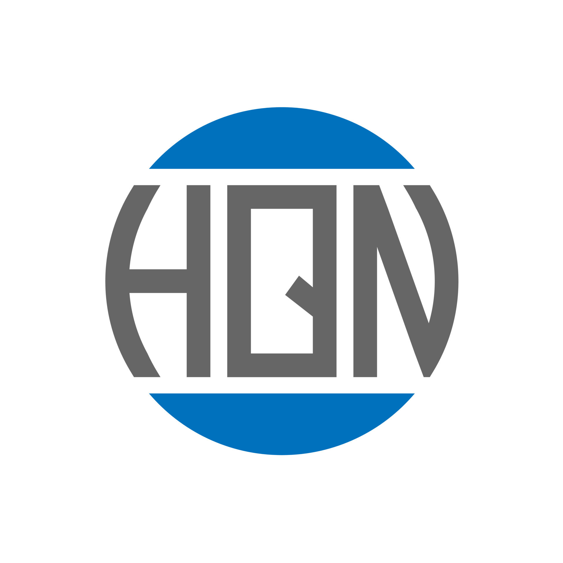 diseño de logotipo de letra hqn sobre fondo blanco. concepto de logotipo de círculo de iniciales ...