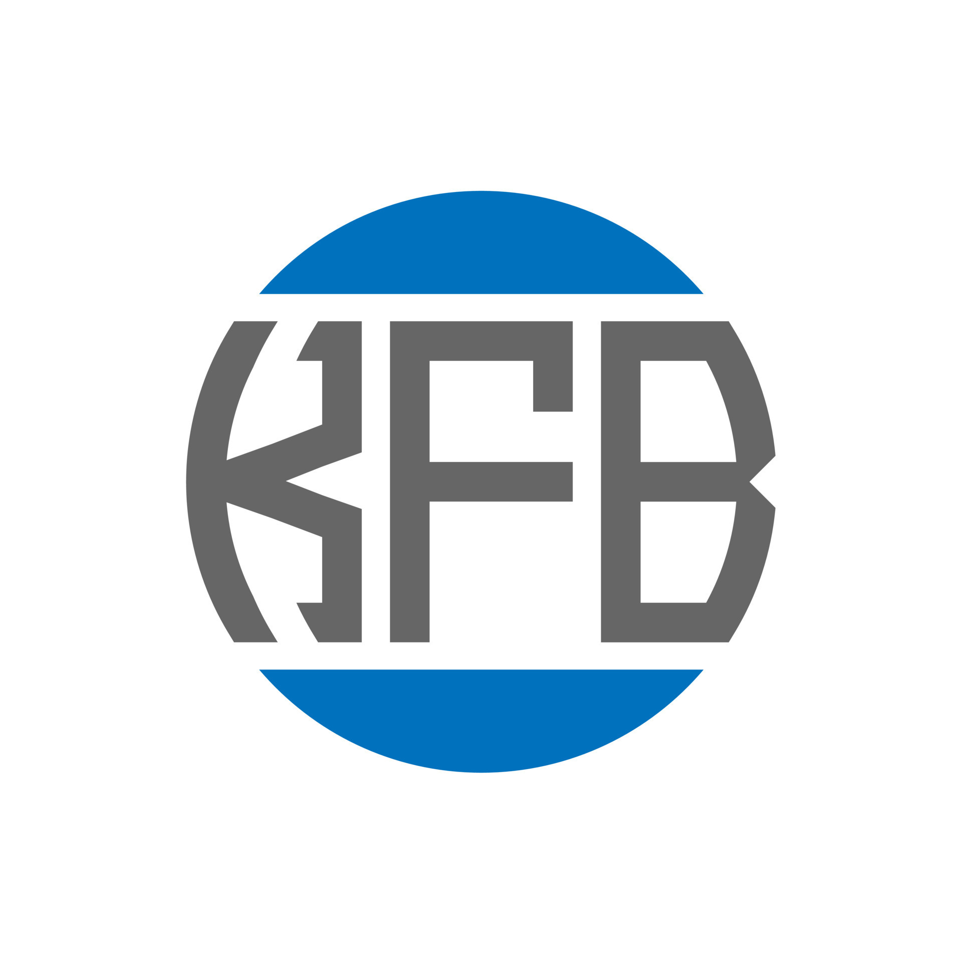 diseño de logotipo de letra kfb sobre fondo blanco. concepto de logotipo de círculo de iniciales ...