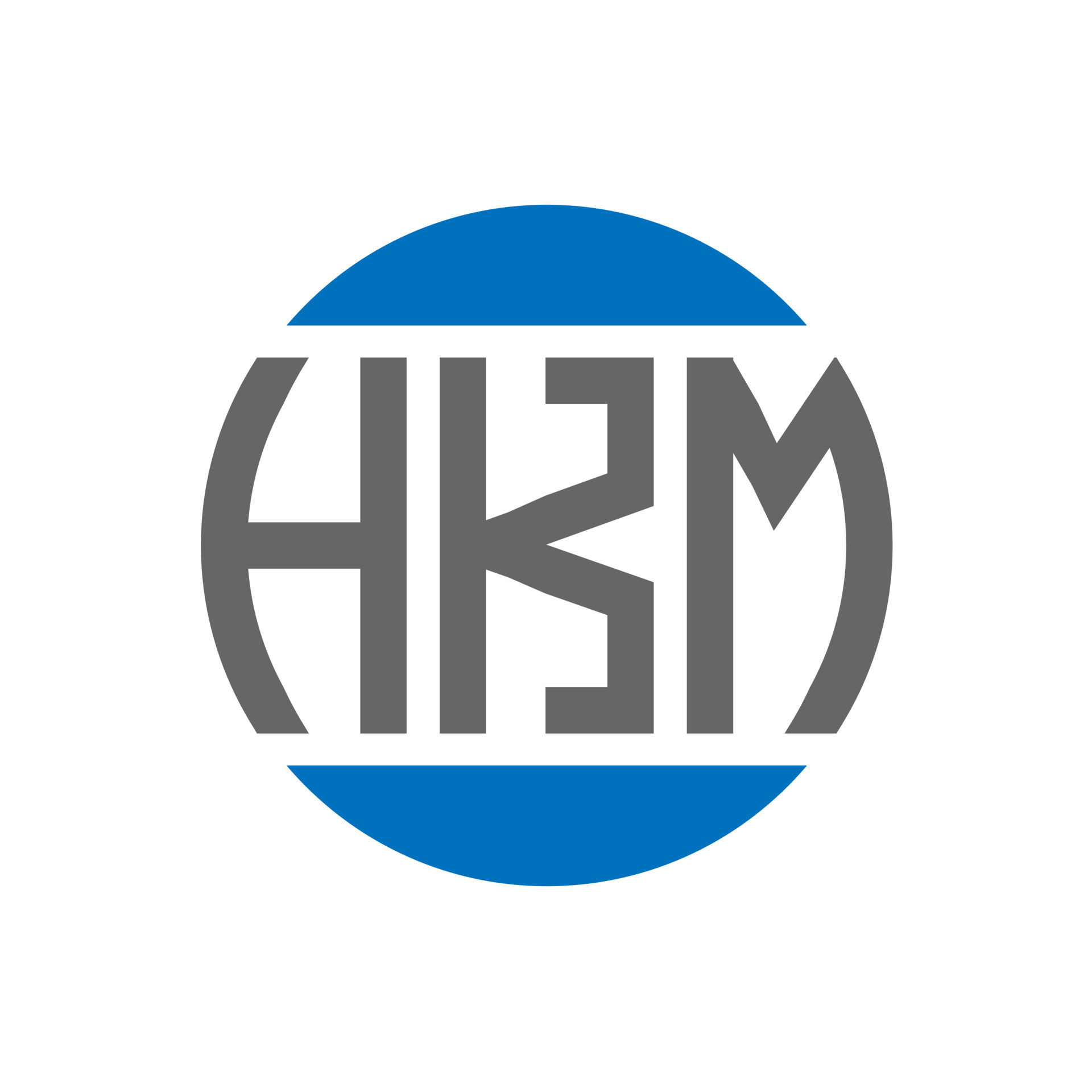 diseño de logotipo de letra hkm sobre fondo blanco. concepto de logotipo de círculo de iniciales ...