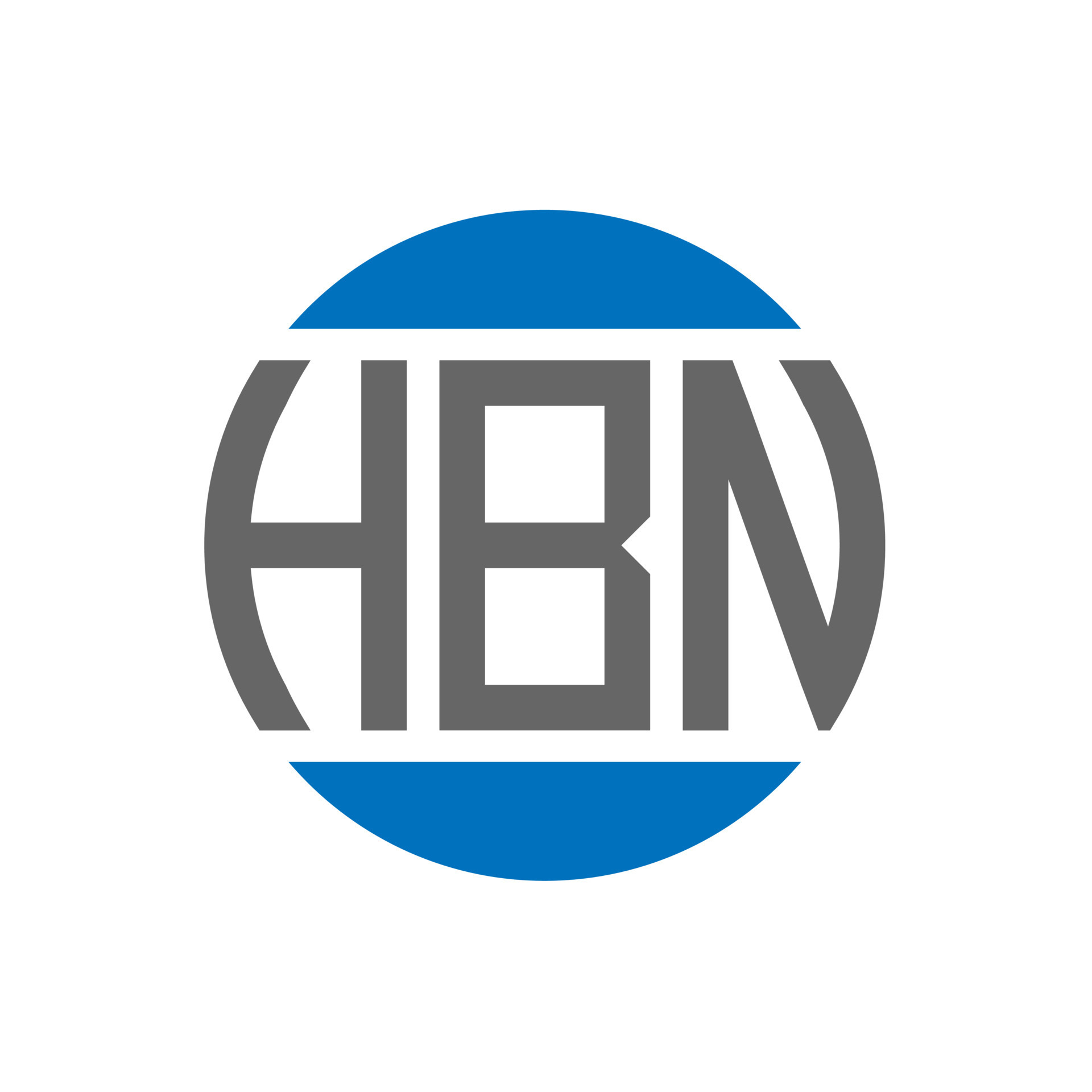 diseño de logotipo de letra hbn sobre fondo blanco. concepto de logotipo de círculo de iniciales ...