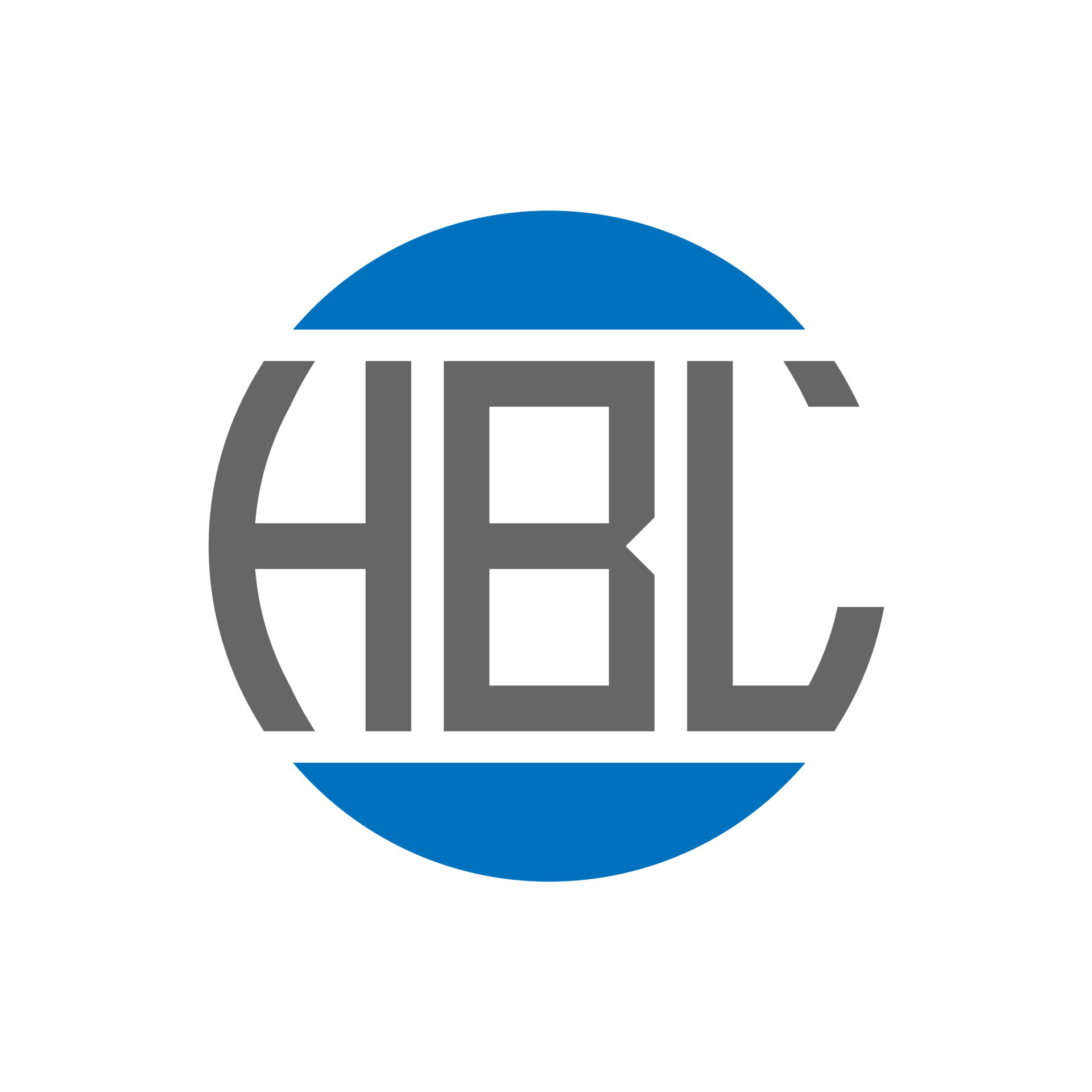 diseño de logotipo de letra hbl sobre fondo blanco. concepto de logotipo de círculo de iniciales ...