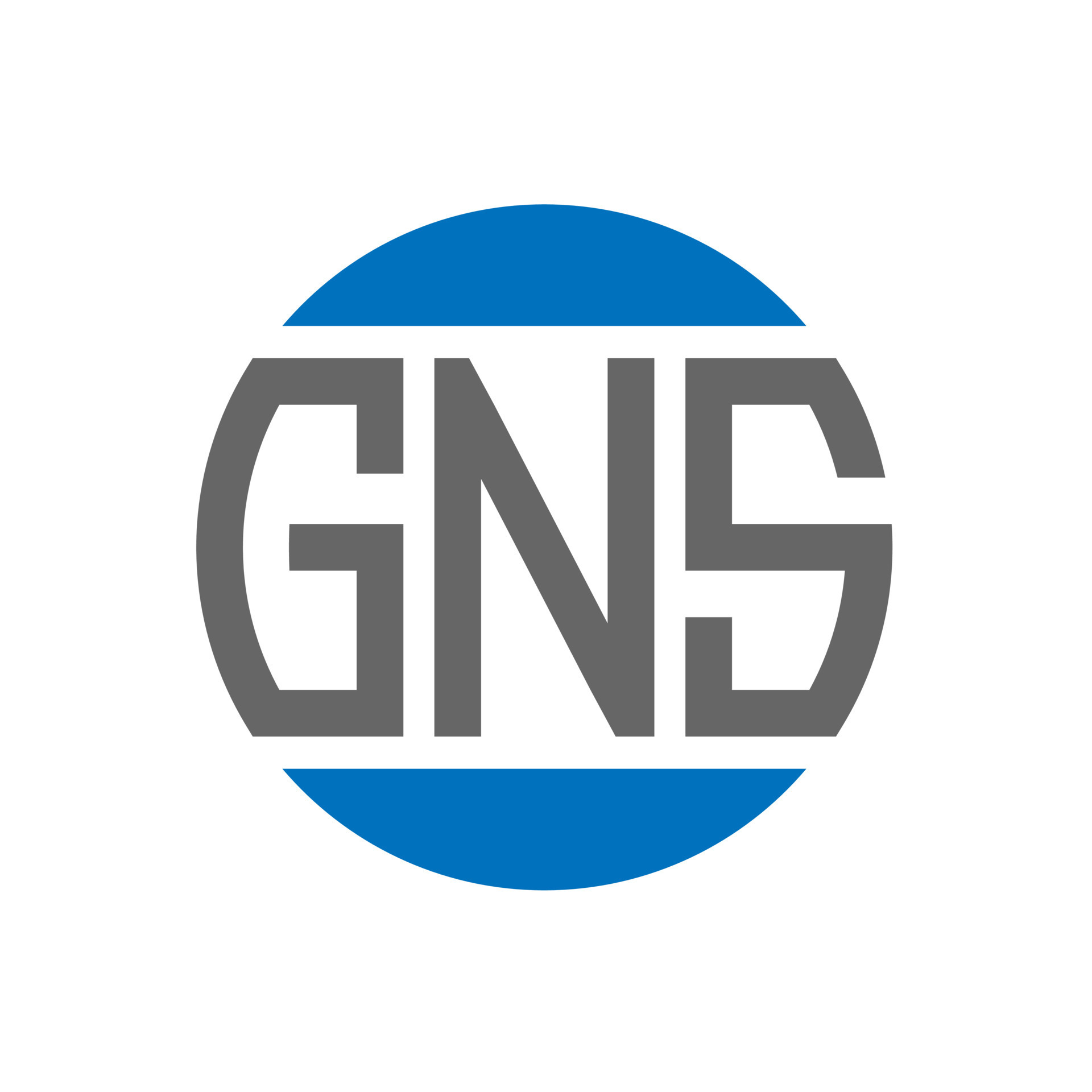 diseño de logotipo de letra gns sobre fondo blanco. concepto de logotipo de círculo de iniciales ...